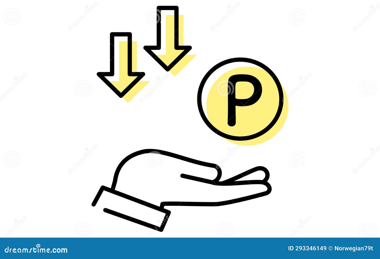 Icon with Rewards Points Loss, Simple Line Drawing Illustration Stock ...