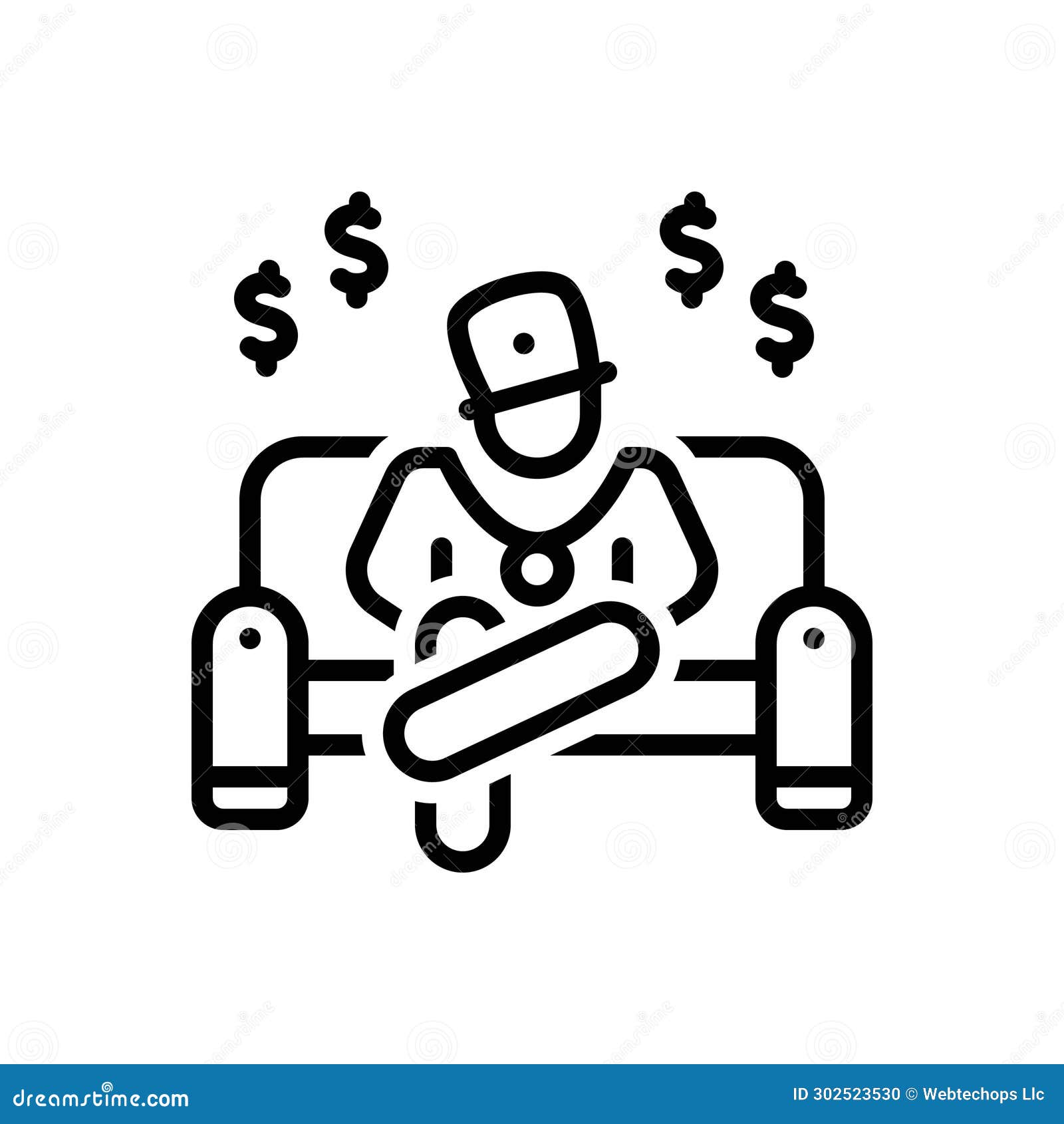 Black Line Icon for Rich, Wealthy and Sofa Stock Vector - Illustration ...