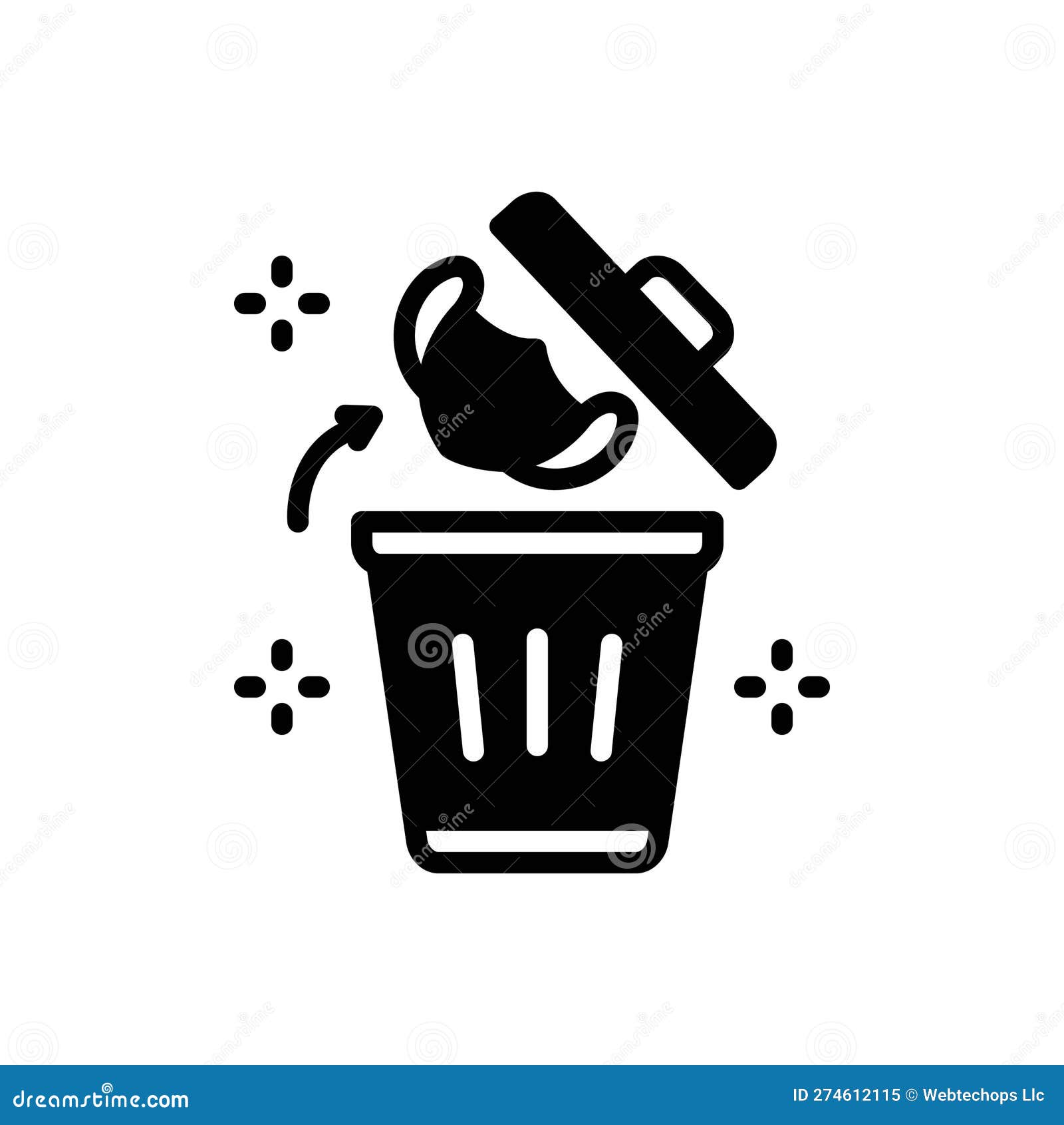 Black Solid Icon for Rid, Used and Dustbin Stock Vector - Illustration ...