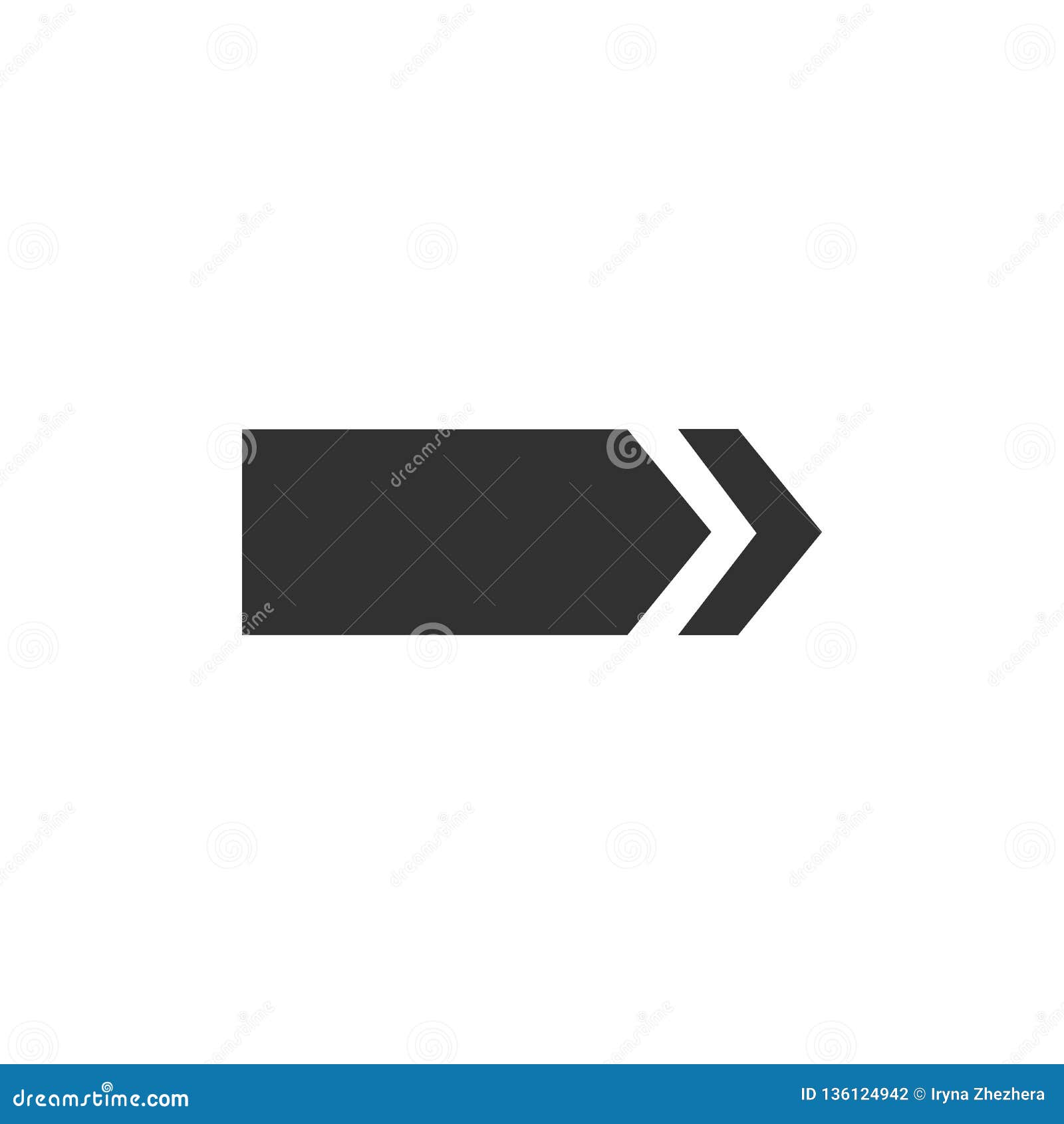Icon of Right Rectangular Arrow. Vector Illustration Isolated on White ...