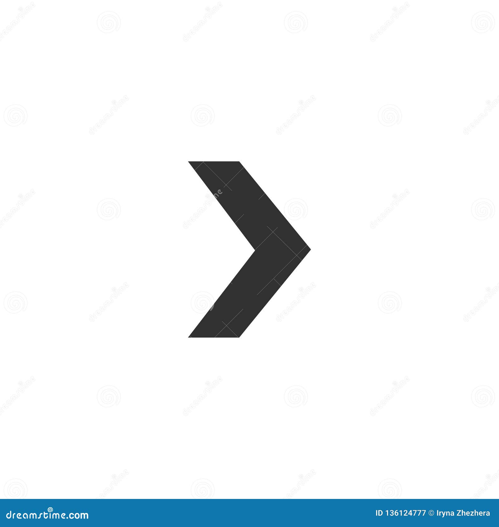 Icon of Right Rectangular Arrow. Vector Illustration Isolated on White ...