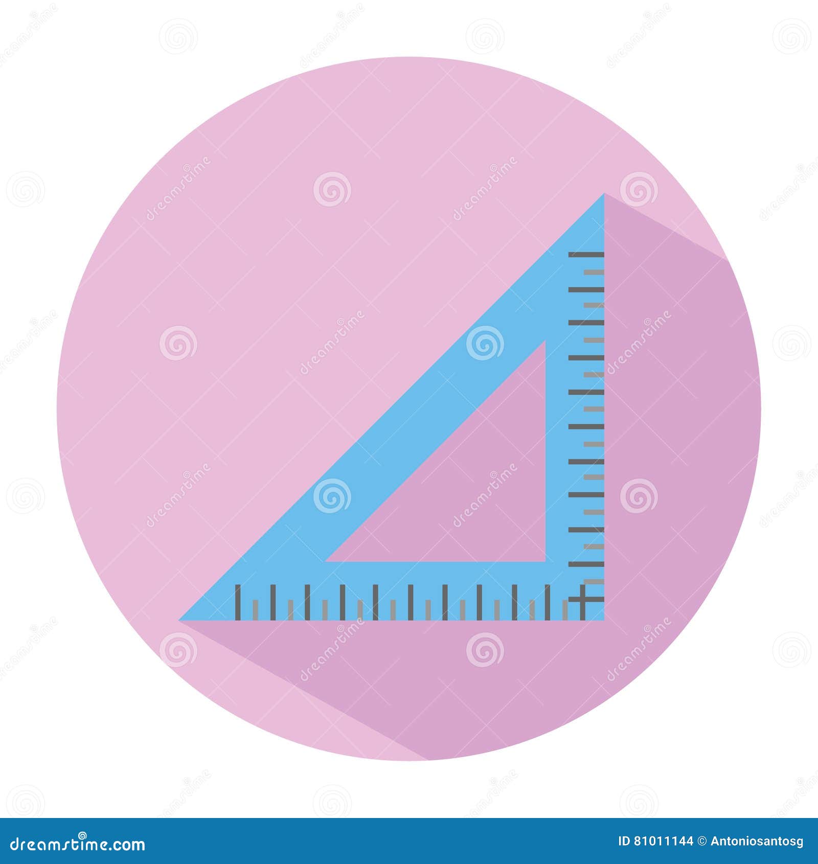 Icon of a Right Triangle Ruler in Flat Style. Vector Illustration Stock ...
