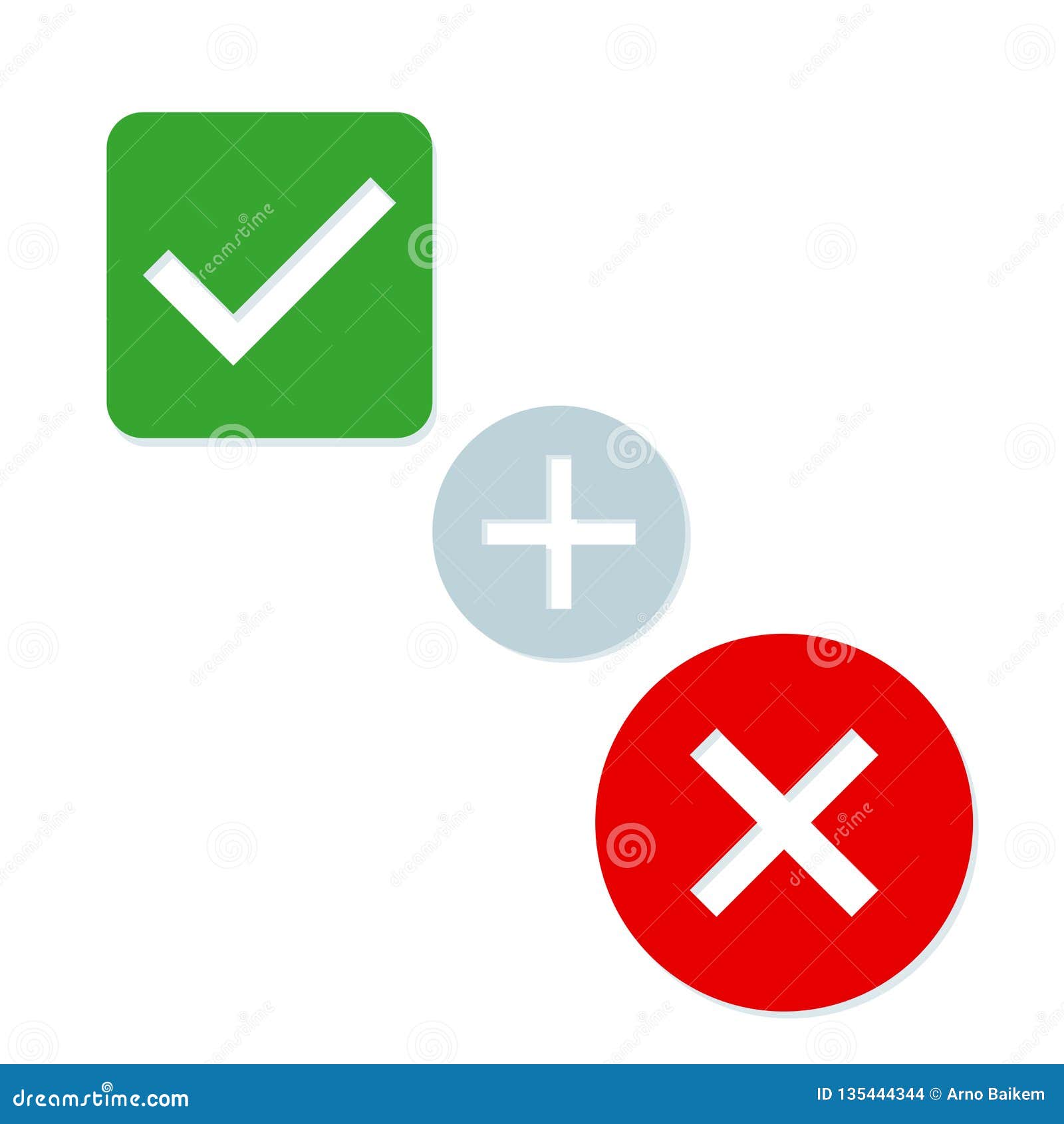 Icon Right, Wrong and Positive on a White Background Stock Illustration ...