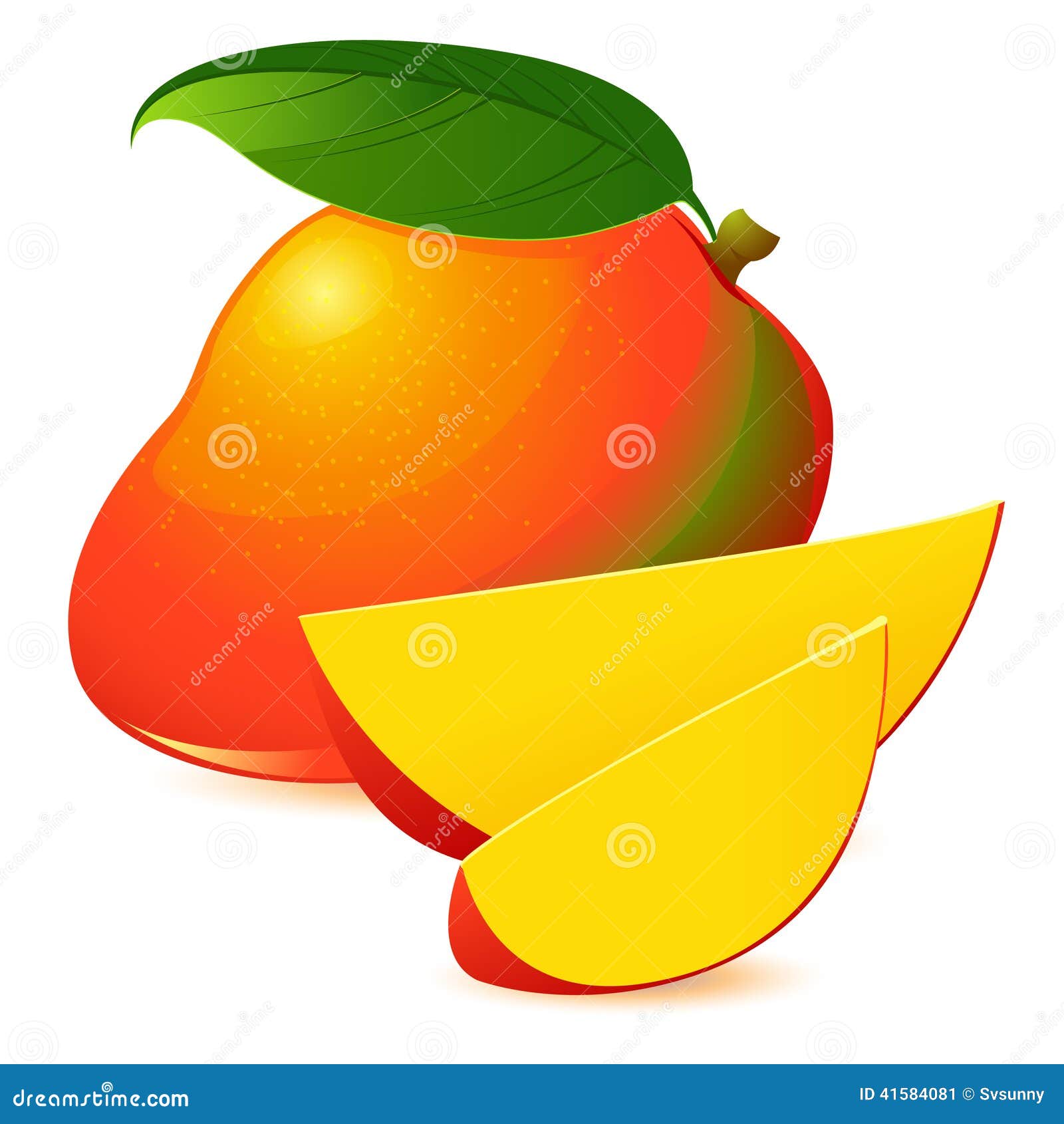 Icon of Ripe Exotic Mango with Two Slices Stock Illustration ...
