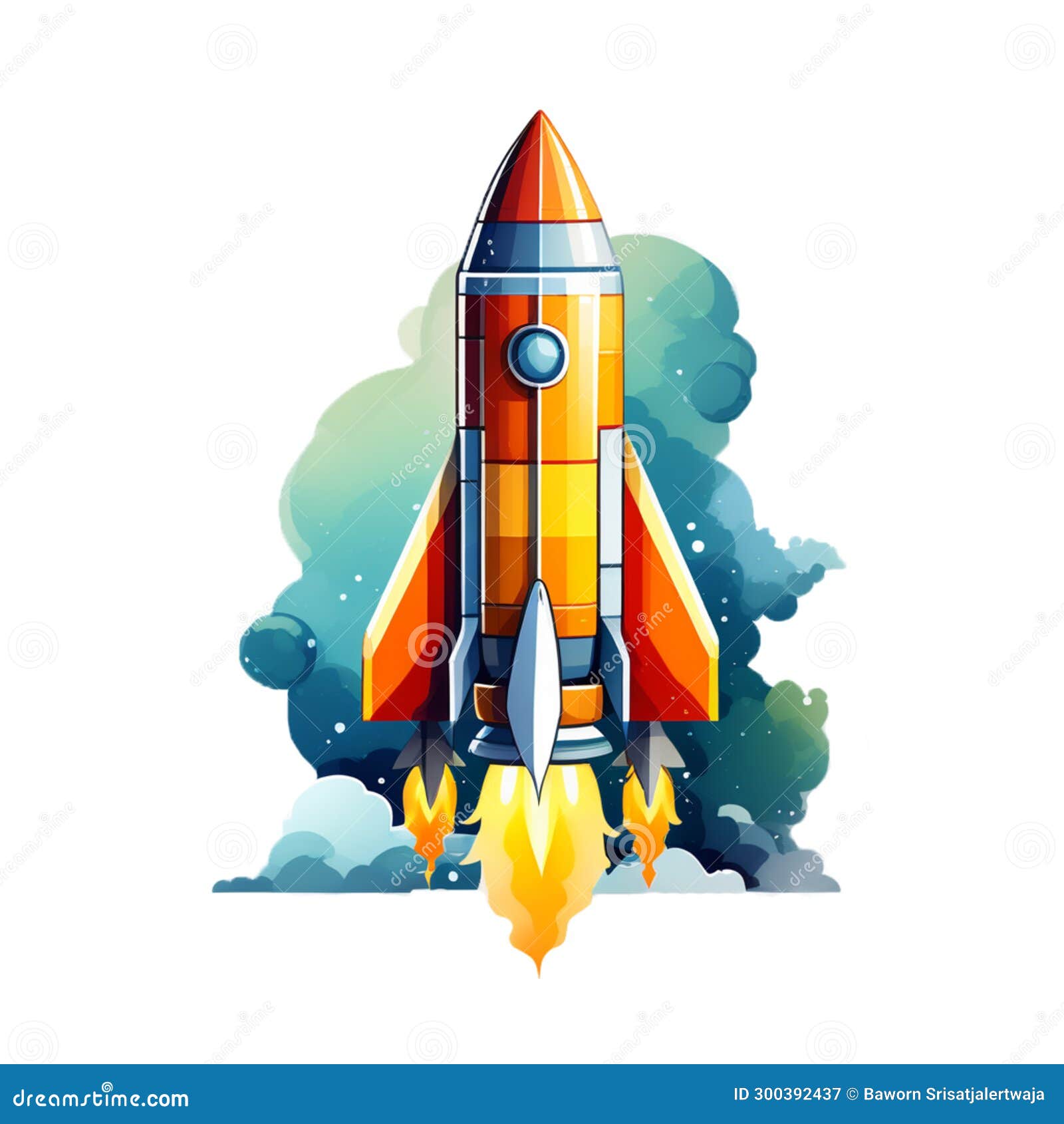 An Icon of Rocket, Flat Design of Launching, White Isolated Stock ...