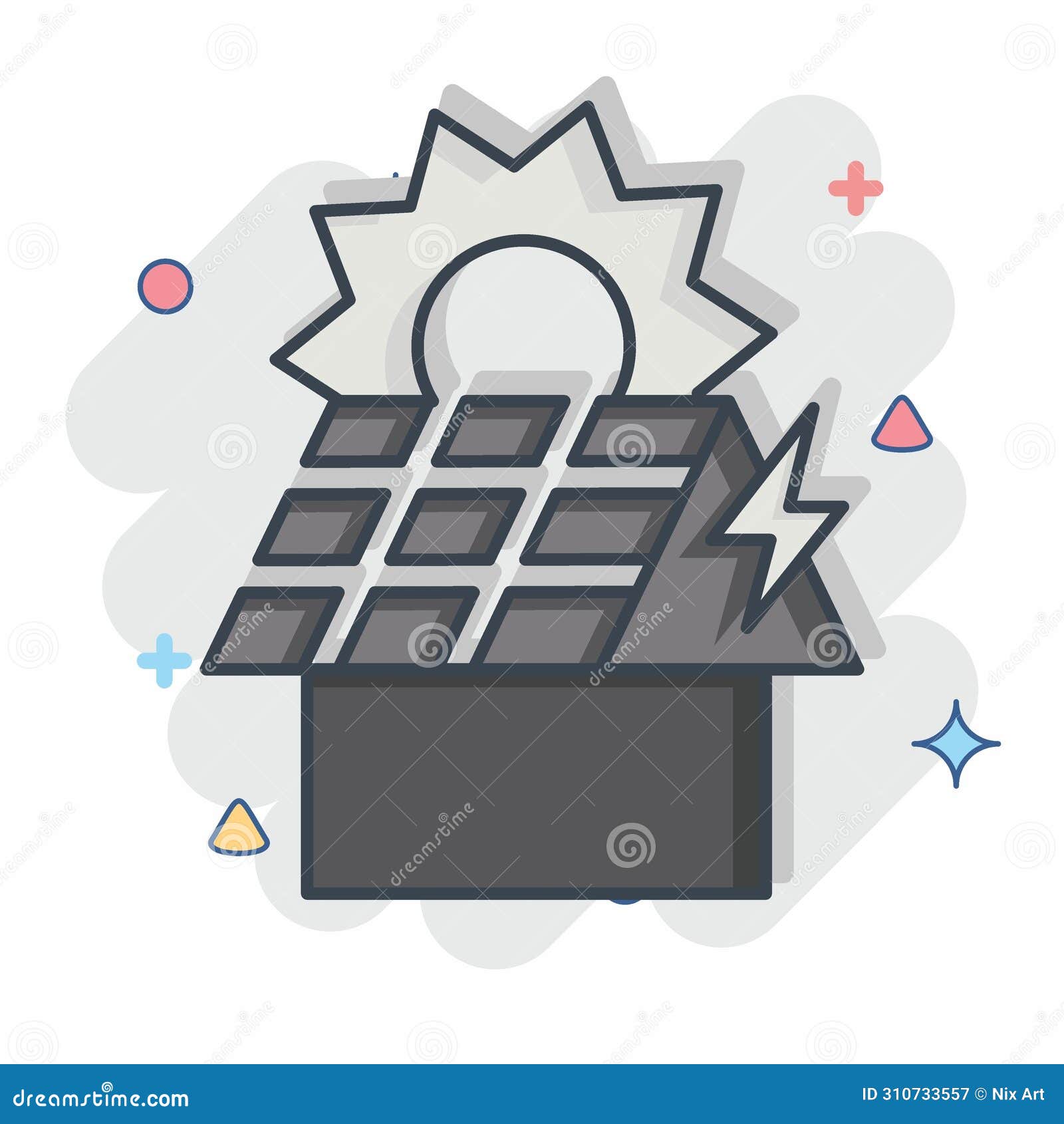 Icon Rooftop PV. Related To Solar Panel Symbol. Comic Style Stock ...