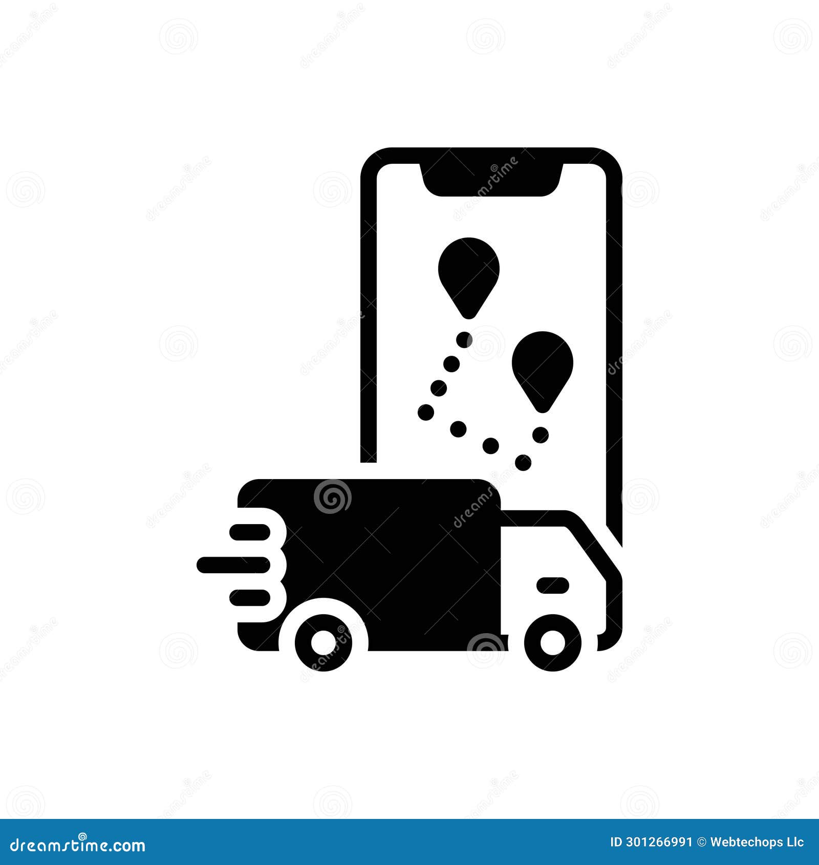 Black Solid Icon for Route Planning, Truck and Location Stock Vector ...