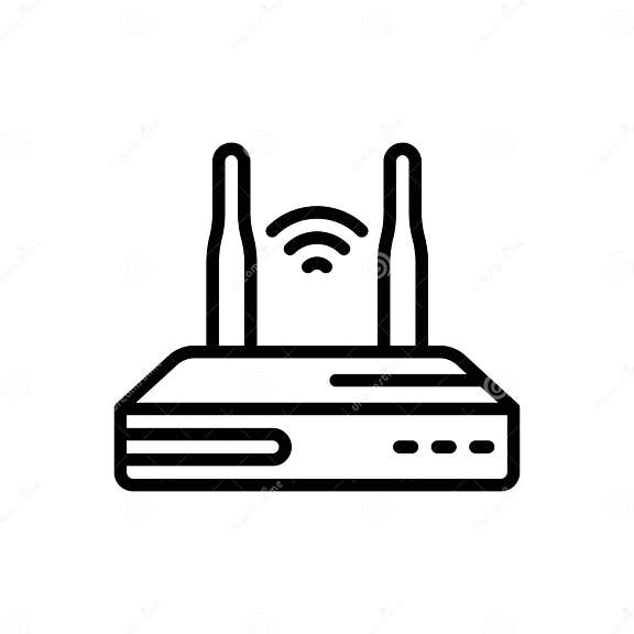 Black Line Icon for Routers, Network and Wireless Stock Vector ...