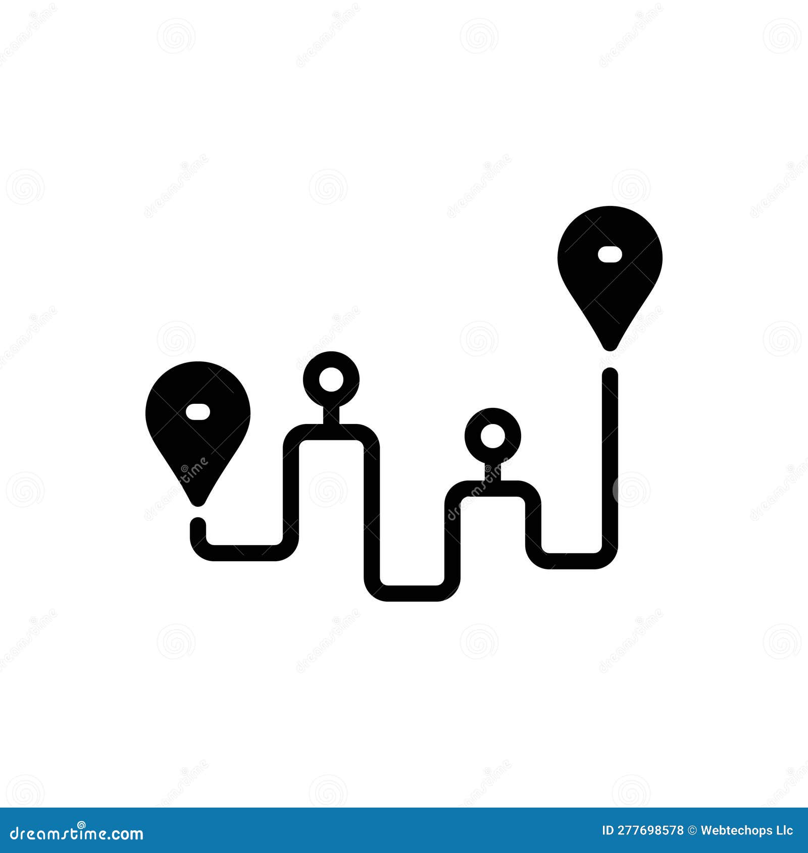 Black Solid Icon for Routing, Pathway and Tracking Stock Vector ...