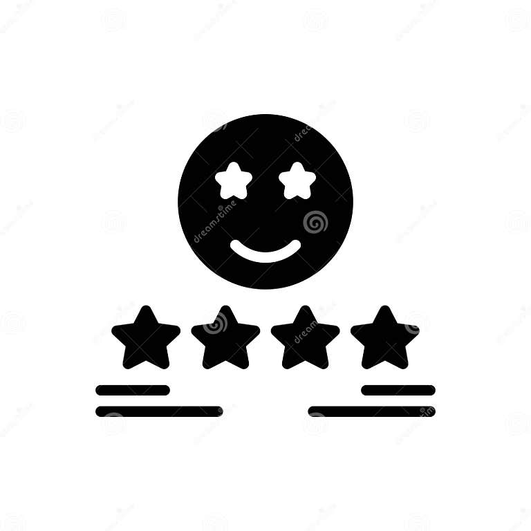 Black Solid Icon for Satisfaction, Gratification and Rating Stock ...