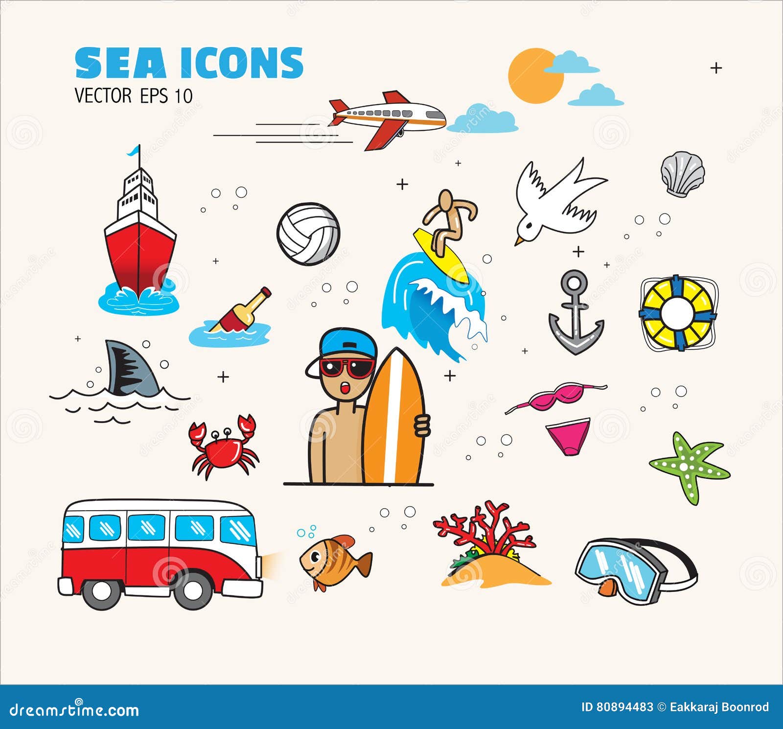 Icon sea beach holiday stock vector. Illustration of tourism - 80894483