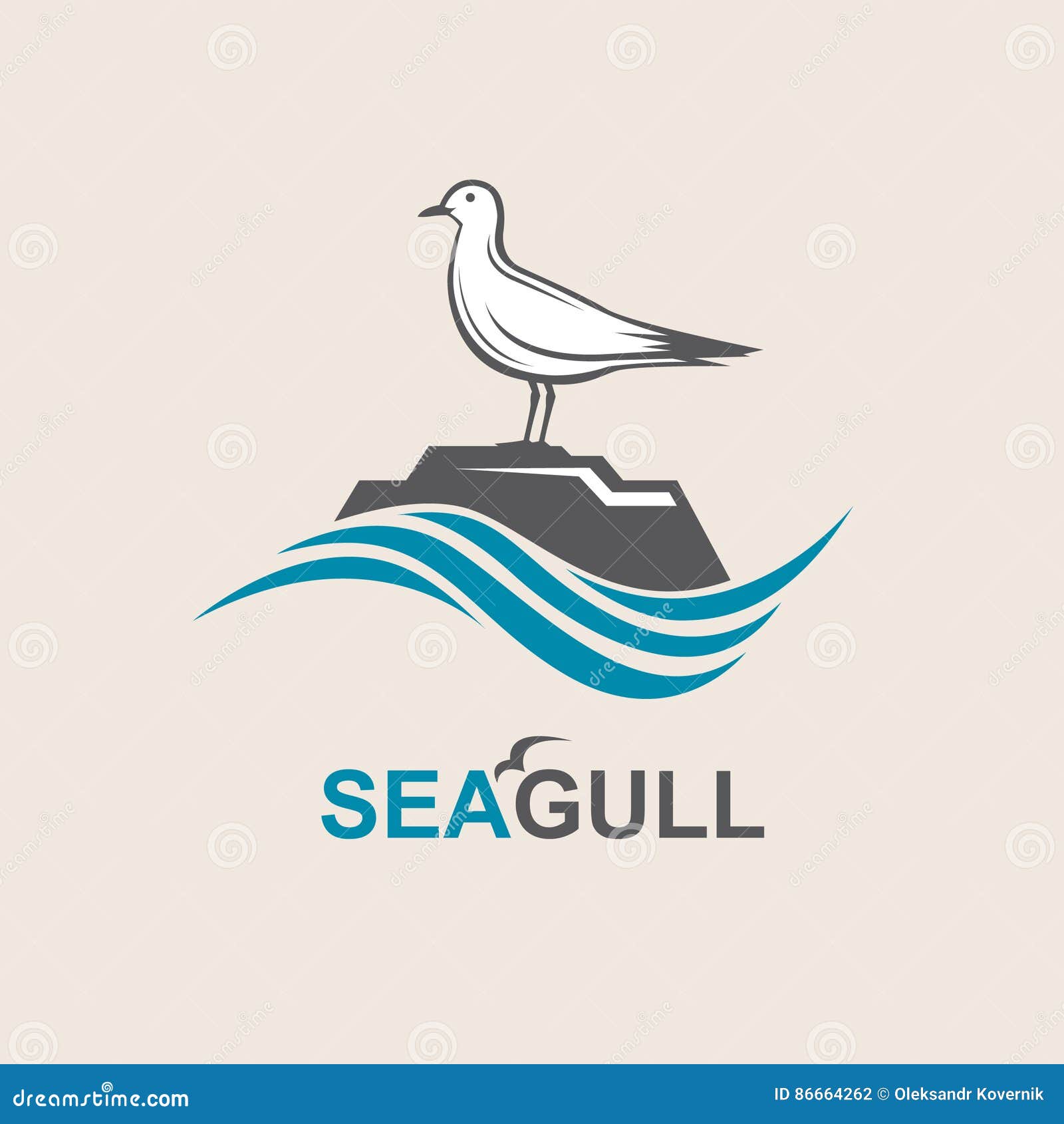Icon of seagull stock vector. Illustration of vector - 86664262