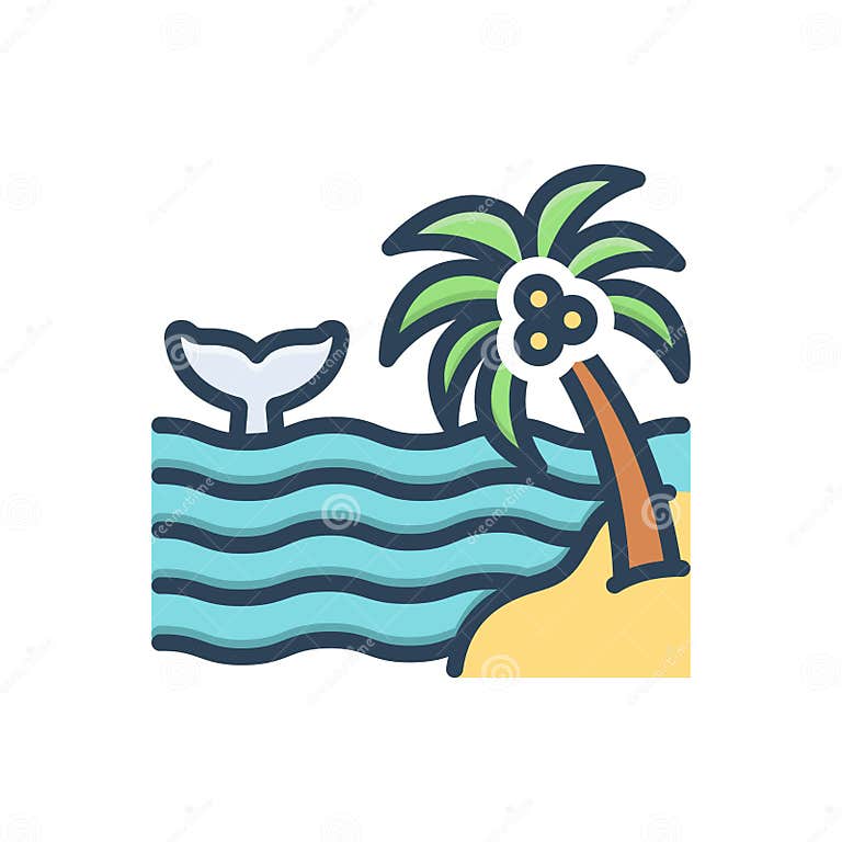 Color Illustration Icon for Seas, Coast and Seaboard Stock Vector ...