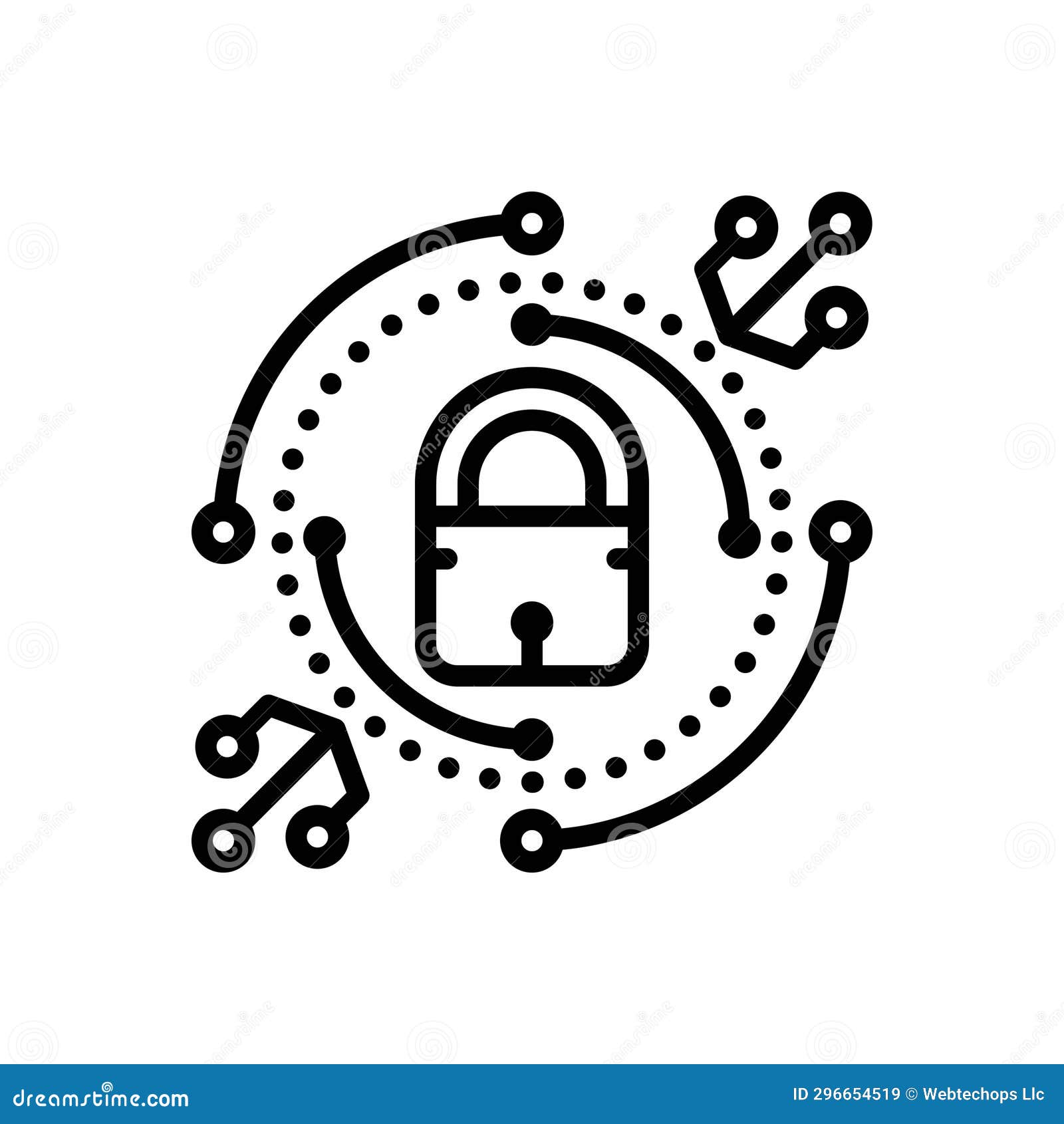 Black Line Icon for Secure Connection, Data and Security Stock Vector ...