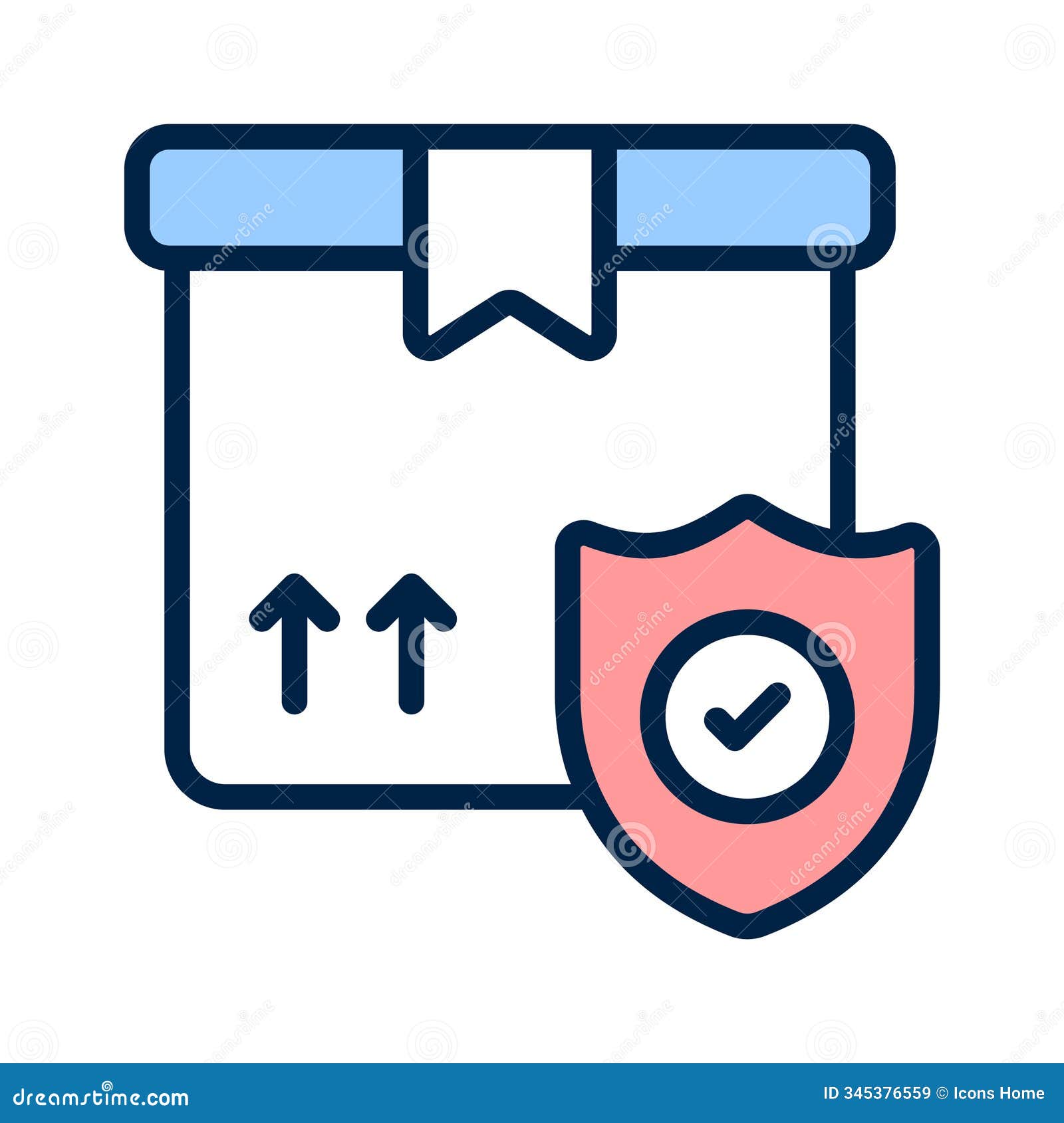 Icon of a Secured Package with a Shield Symbol Stock Illustration ...