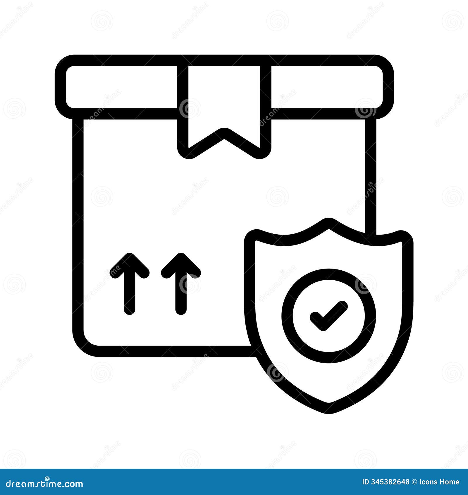 Icon of a Secured Package with a Shield Symbol Stock Illustration ...