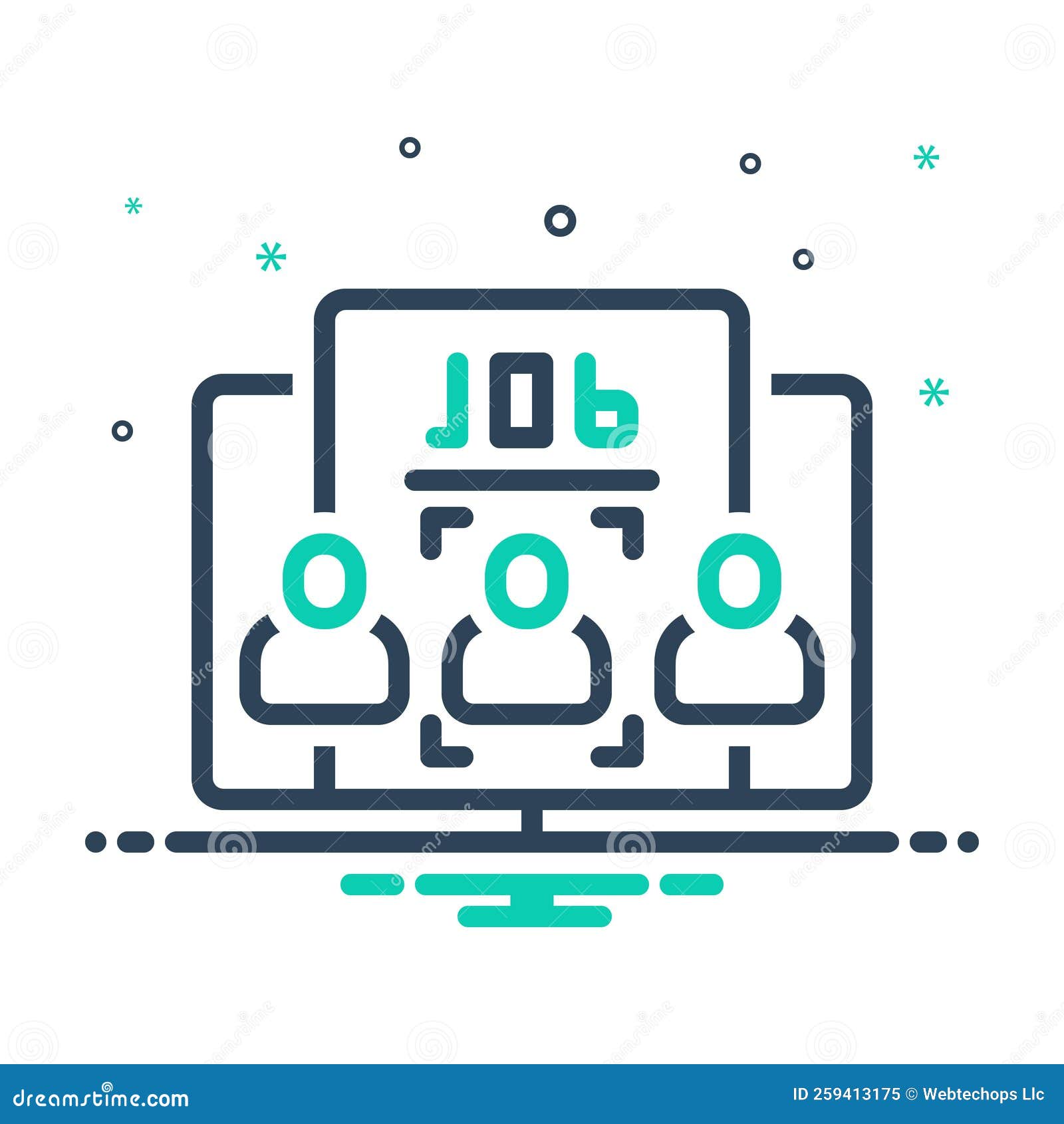 Job Seeker Icon Of 3 Types Color, Black And White, Outline. Isolated ...