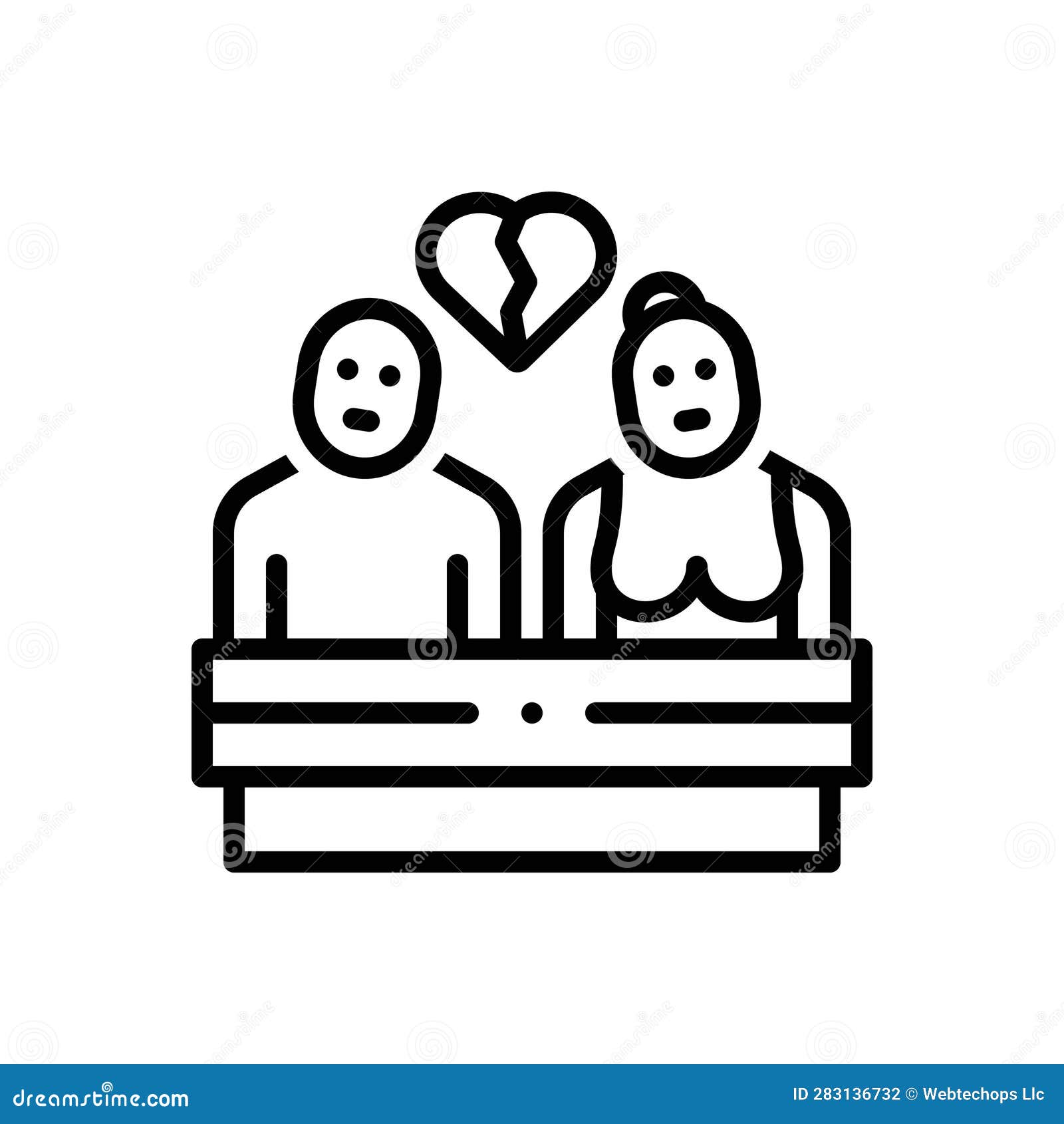 Black Line Icon for Separation, Divorce and Couple Stock Vector ...