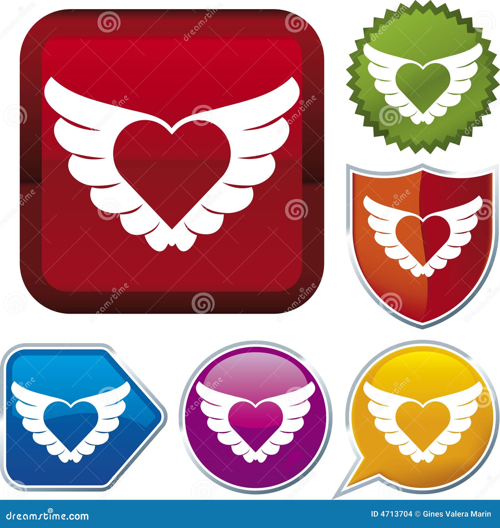 Icon series: flying heart stock vector. Illustration of glossy - 4713704