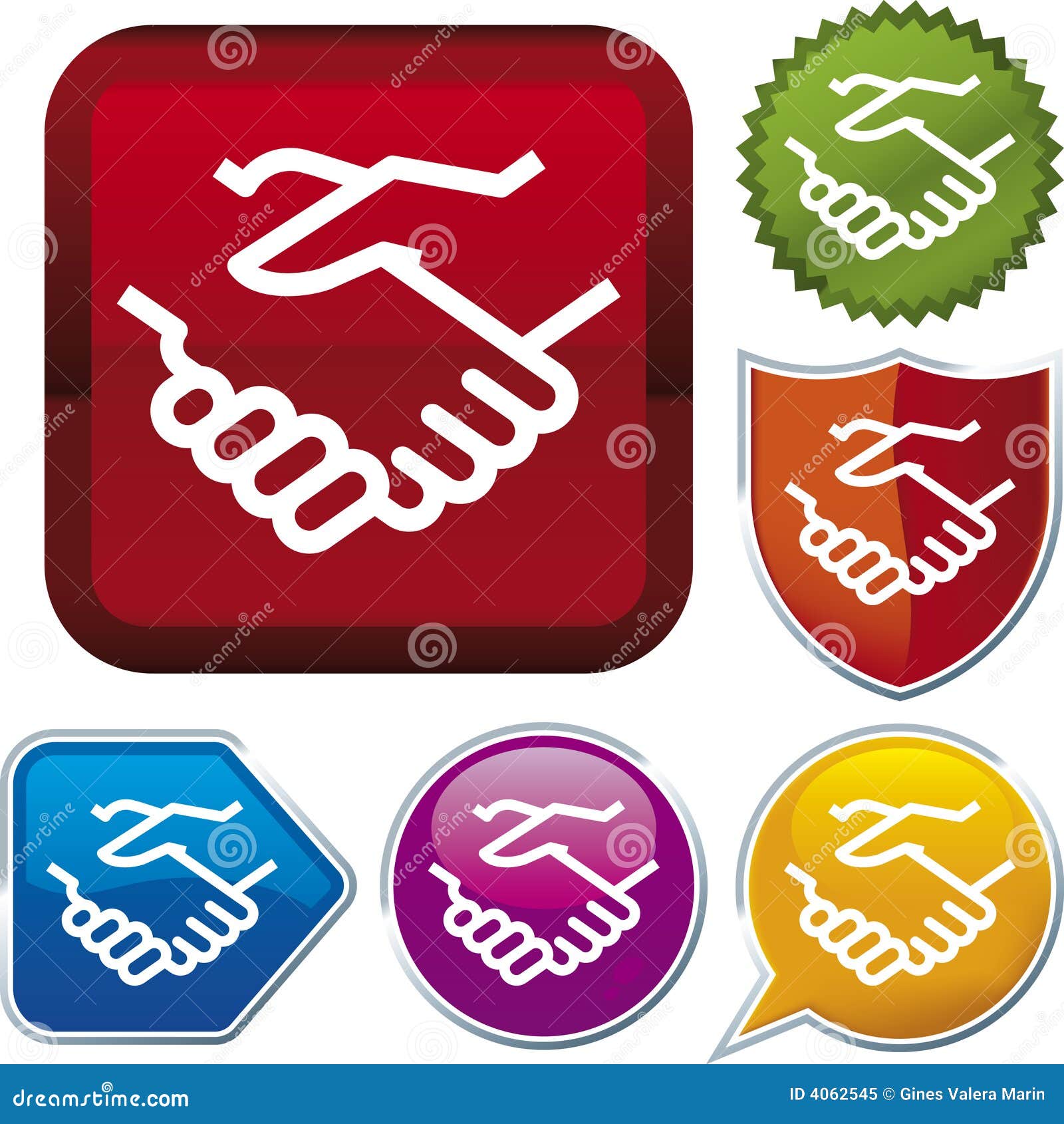 Metallic Handshake & Thumbs Up Icon Cartoon Vector | CartoonDealer.com ...