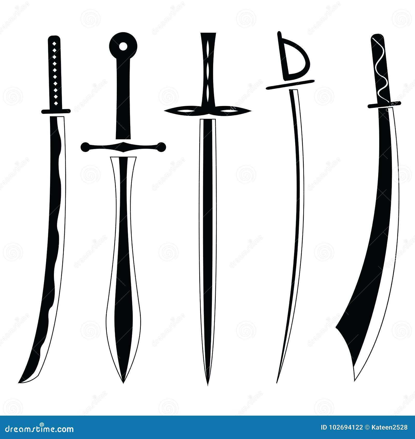 Icon Set of Ancient Swords. Stock Vector - Illustration of handle ...