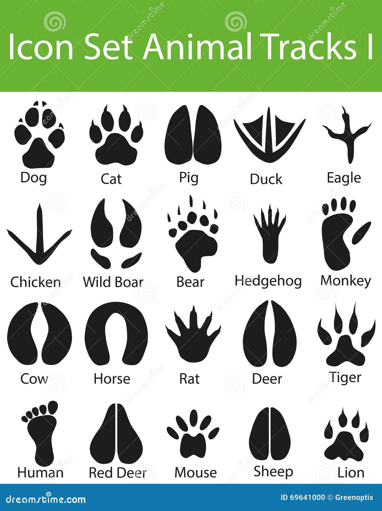 Icon Set Animal Tracks I stock vector. Illustration of deer - 69641000