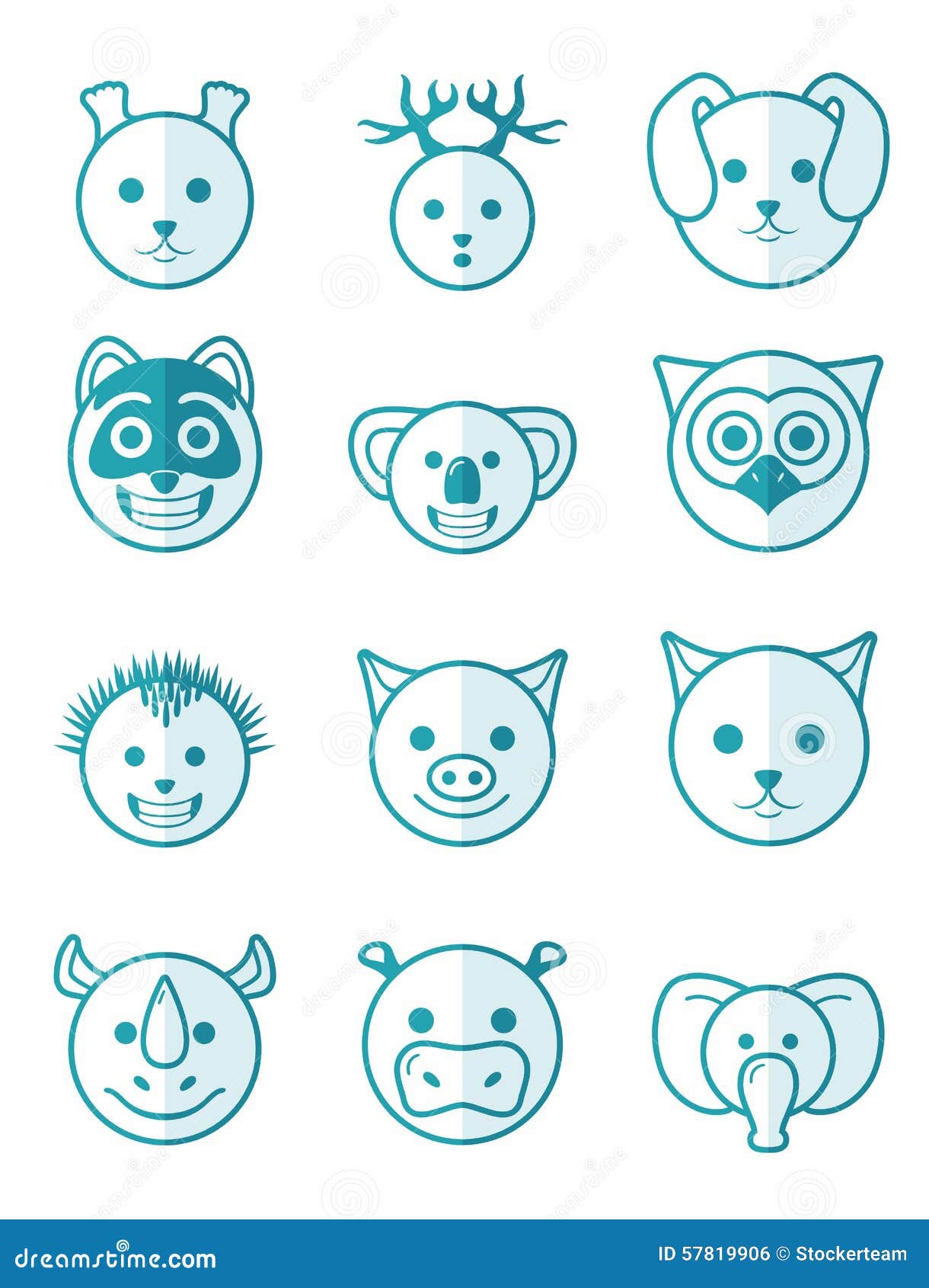 Icon set animals blue stock illustration. Illustration of cartoon ...