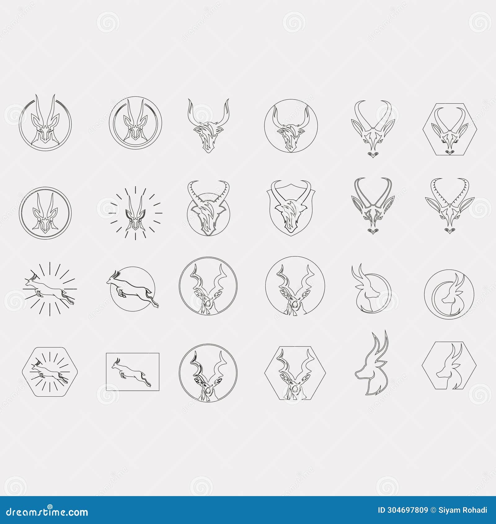 Icon set antelope stock illustration. Illustration of wildlife - 304697809