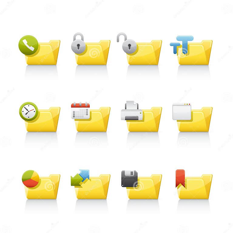 Icon Set - Aplication Folders Stock Illustration - Illustration of ...