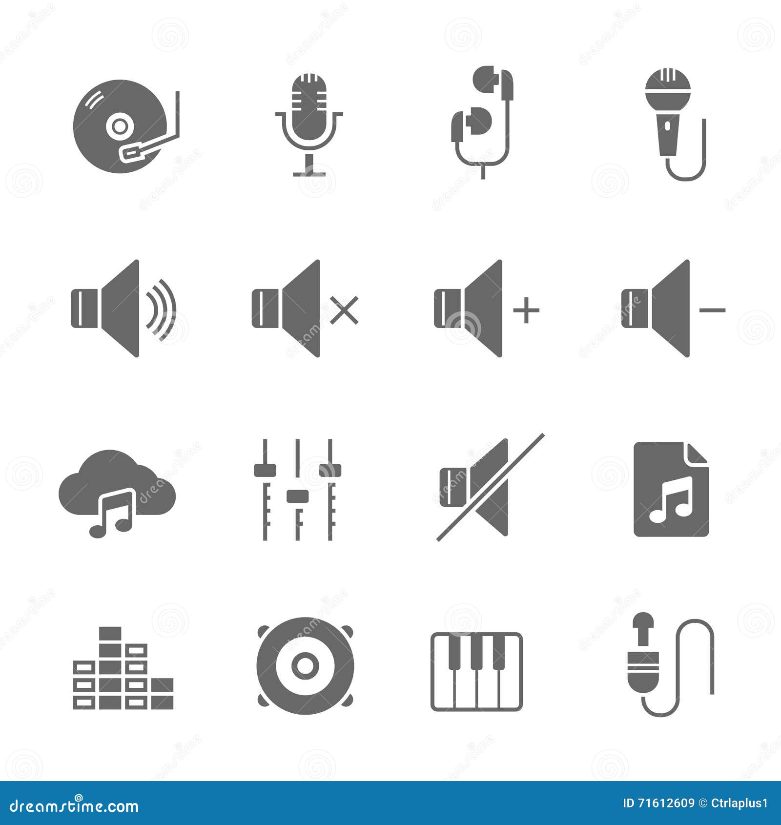 Icon set - audio stock vector. Illustration of note, disco - 71612609