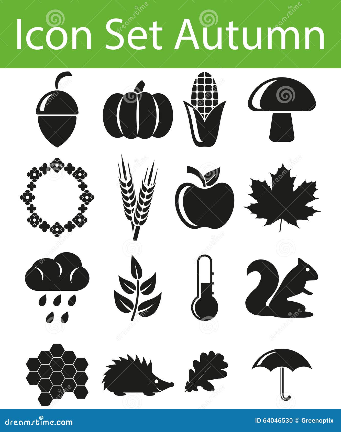 Icon Set Autumn stock vector. Illustration of collection - 64046530
