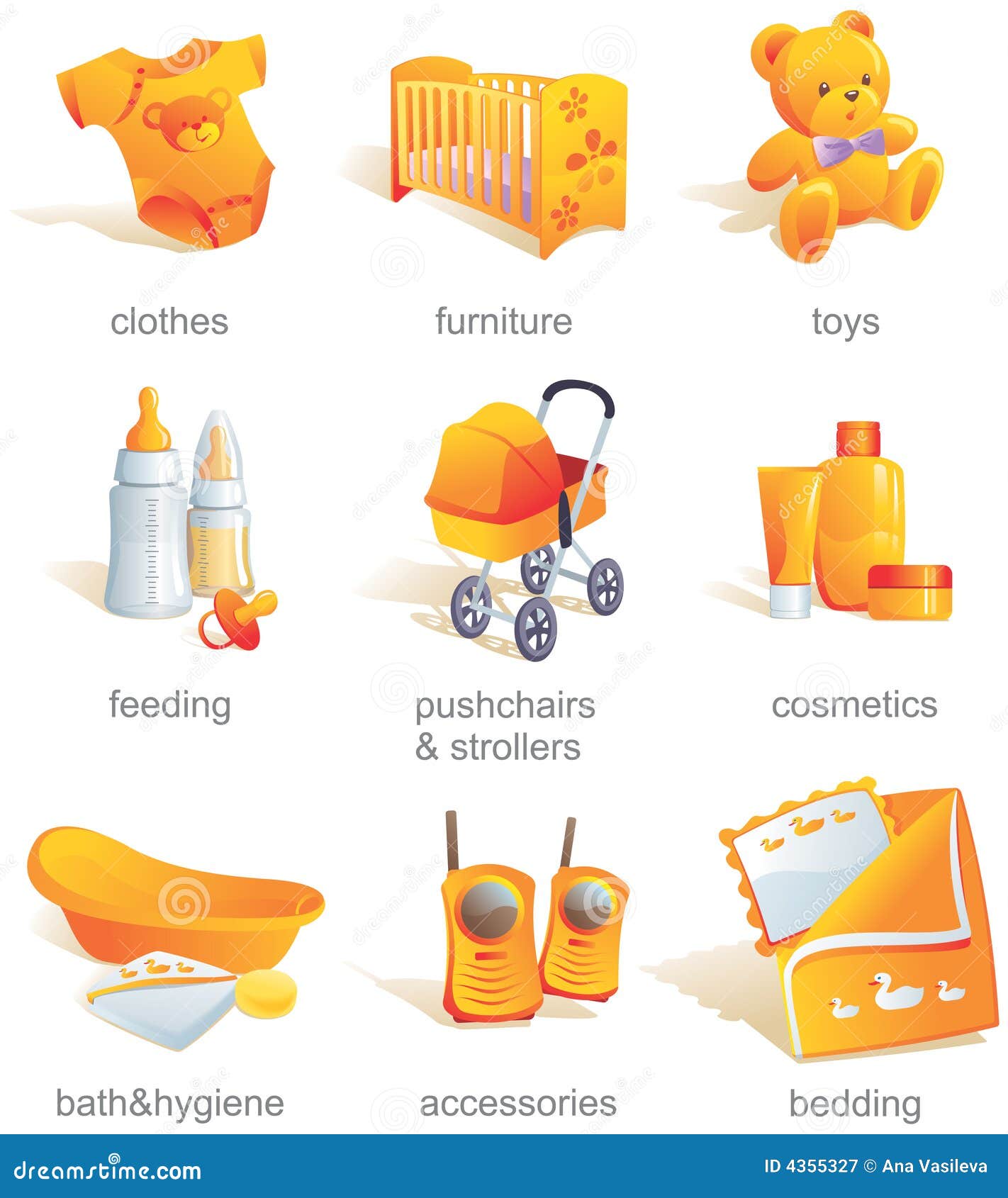 Icon Set - Baby Goods, Items. Stock Vector - Illustration of monitor ...