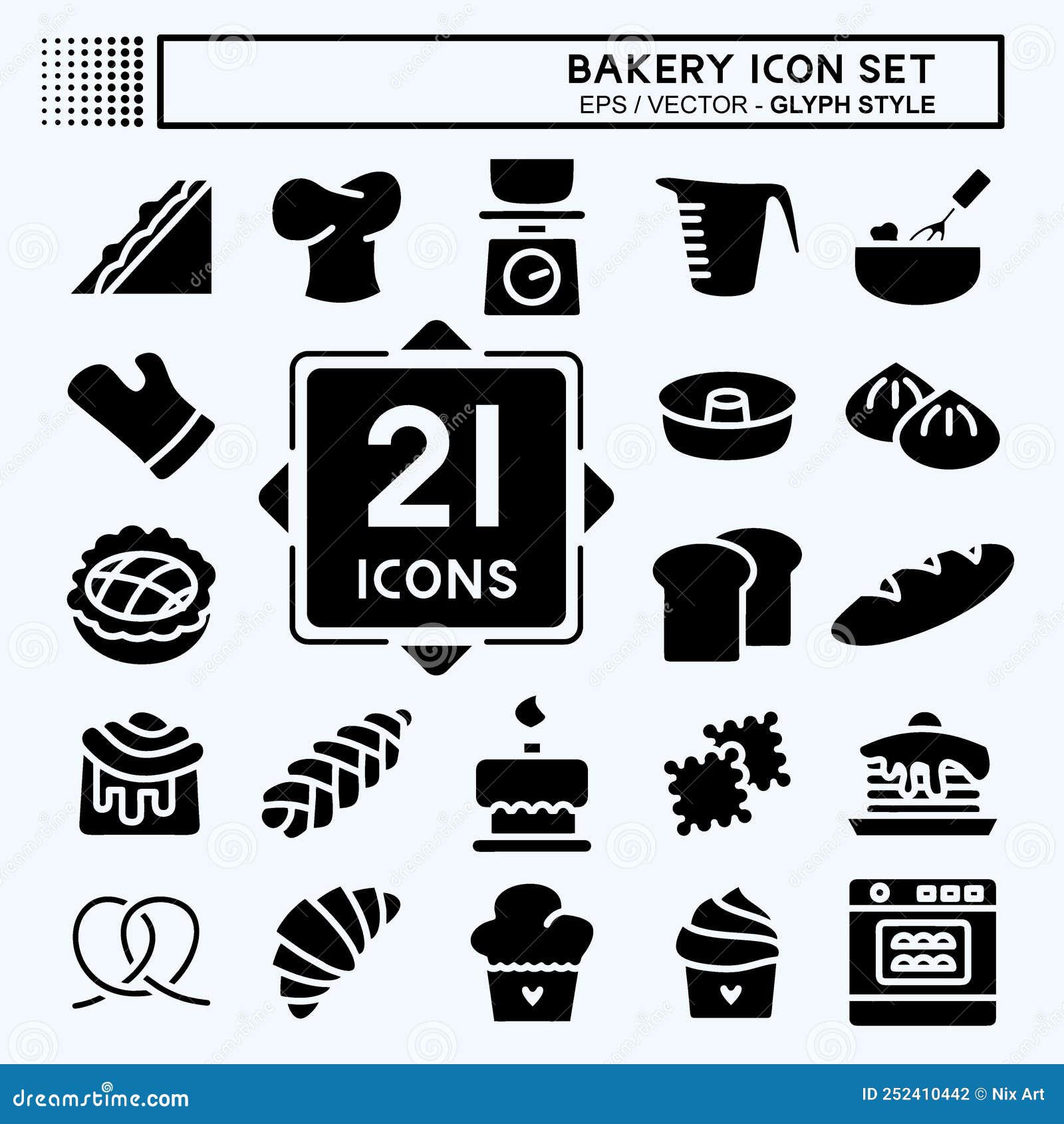 Icon Set Bakery. Suitable for Bakery Symbol. Glyph Style. Simple Design ...