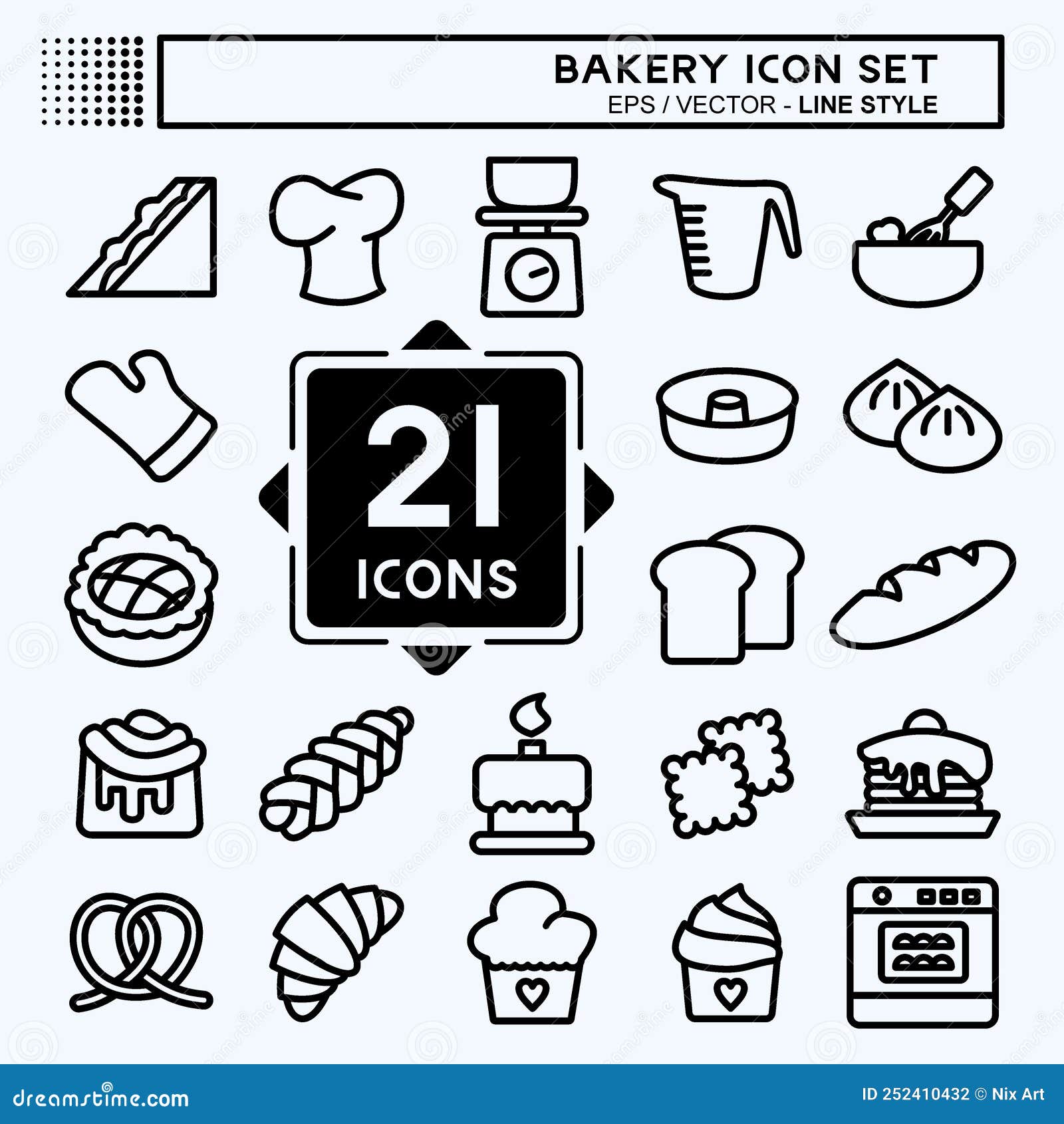 Icon Set Bakery. Suitable for Bakery Symbol. Line Style. Simple Design ...