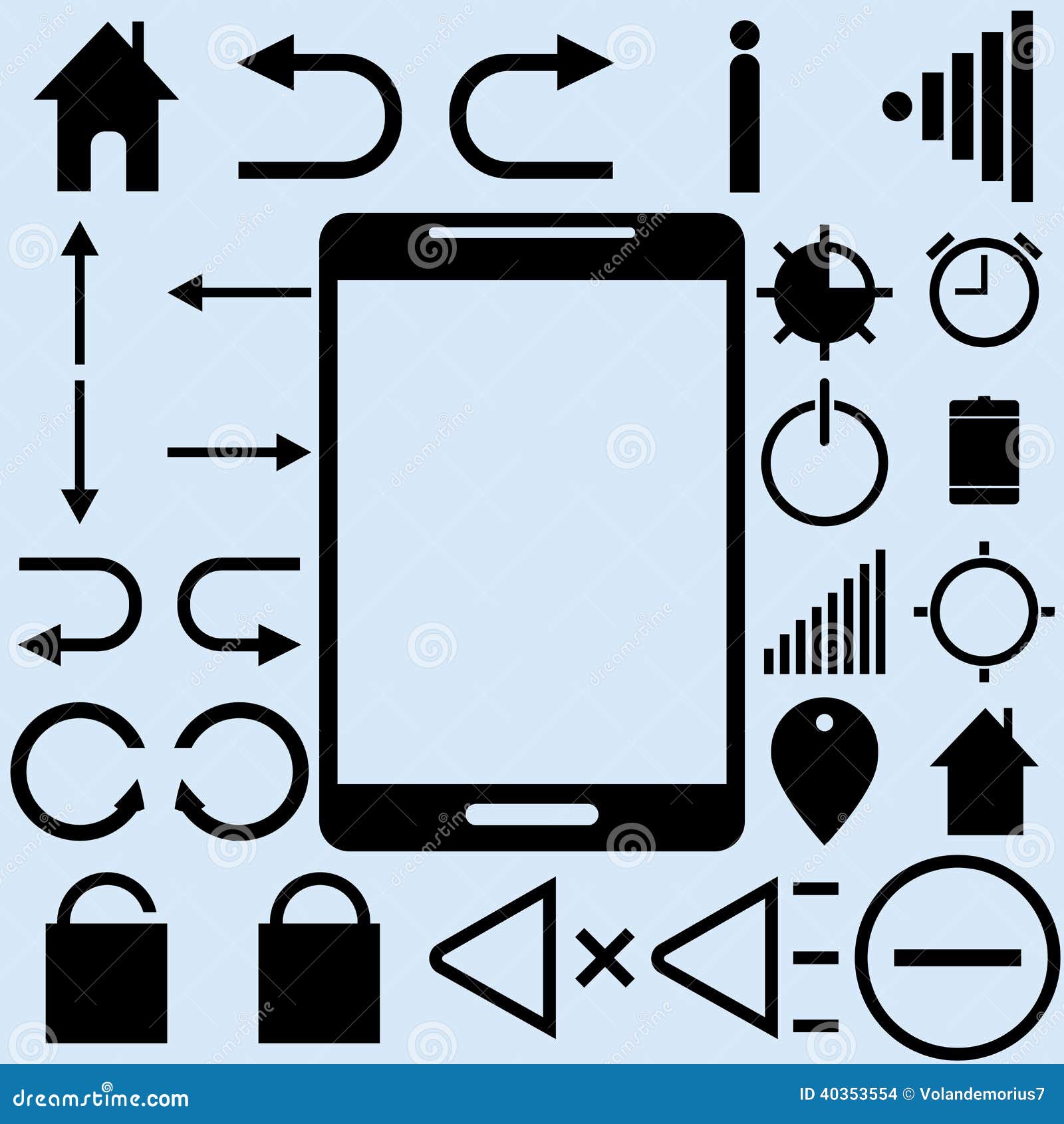 Icon Set on a Blue Background Stock Vector - Illustration of computer ...