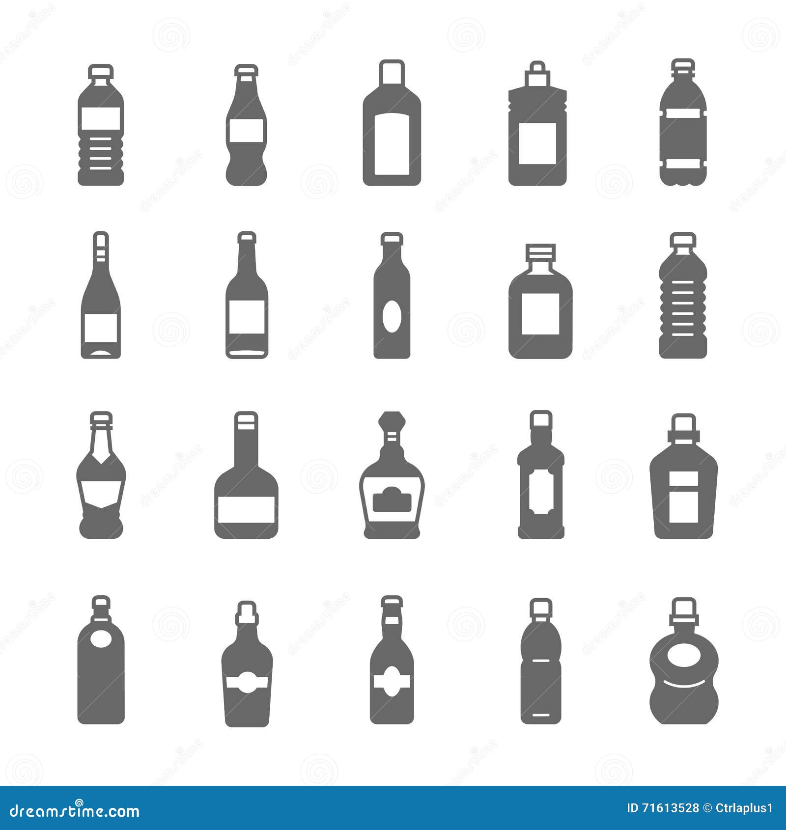 Icon Set - Bottle and Beverage Stock Vector - Illustration of cognac ...