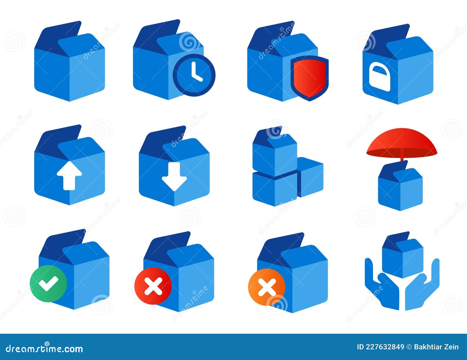 Icon Set Box Cardboard Package Delivery Status E-commerce Warehouse ...