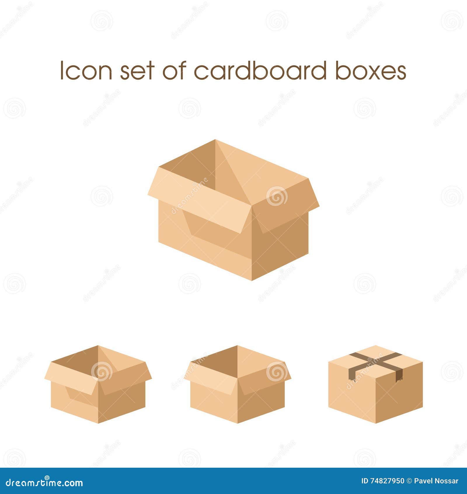 Icon Set of Cardboard Boxes Stock Illustration - Illustration of design ...