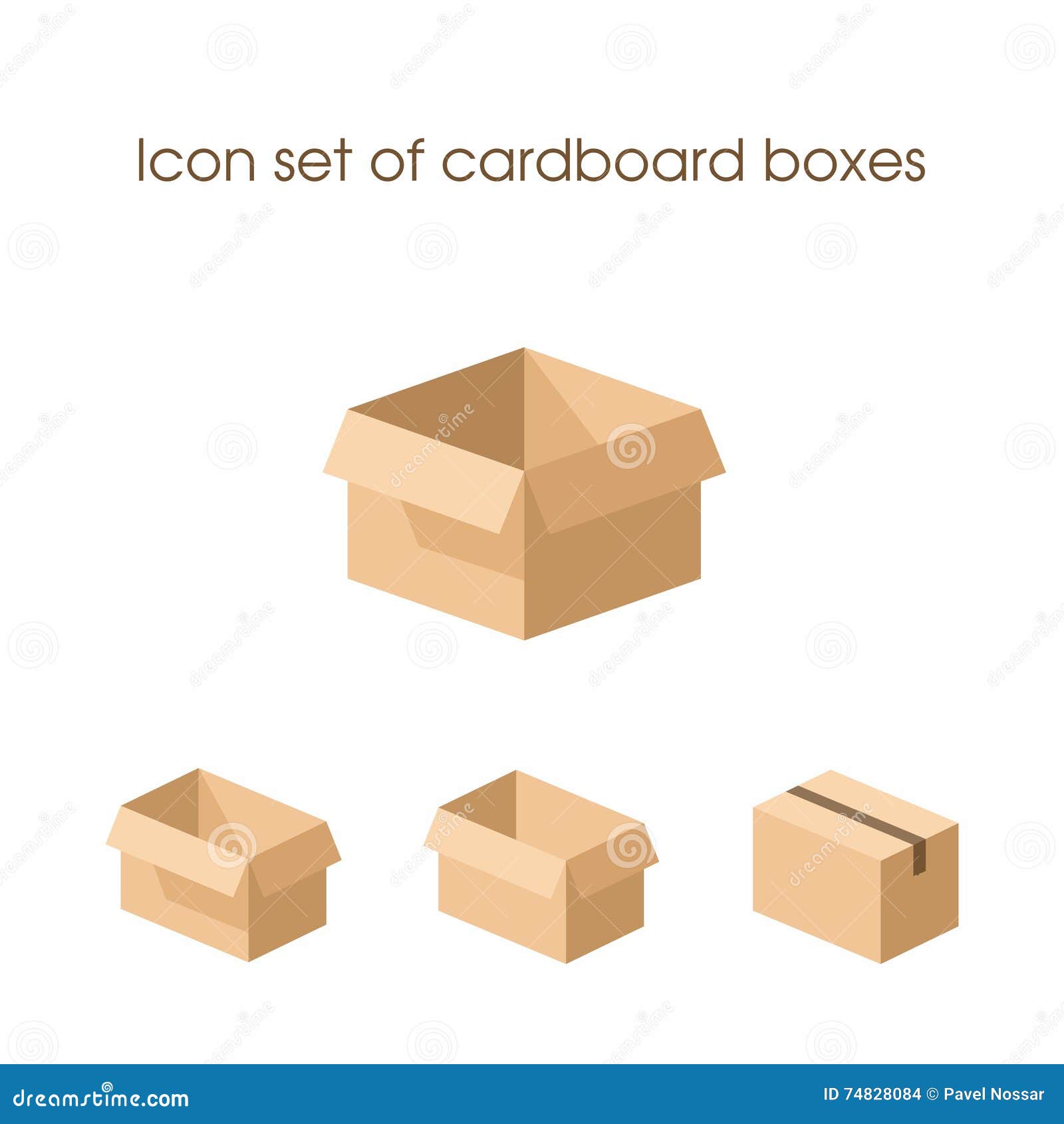 Icon Set of Cardboard Boxes Stock Illustration - Illustration of ...