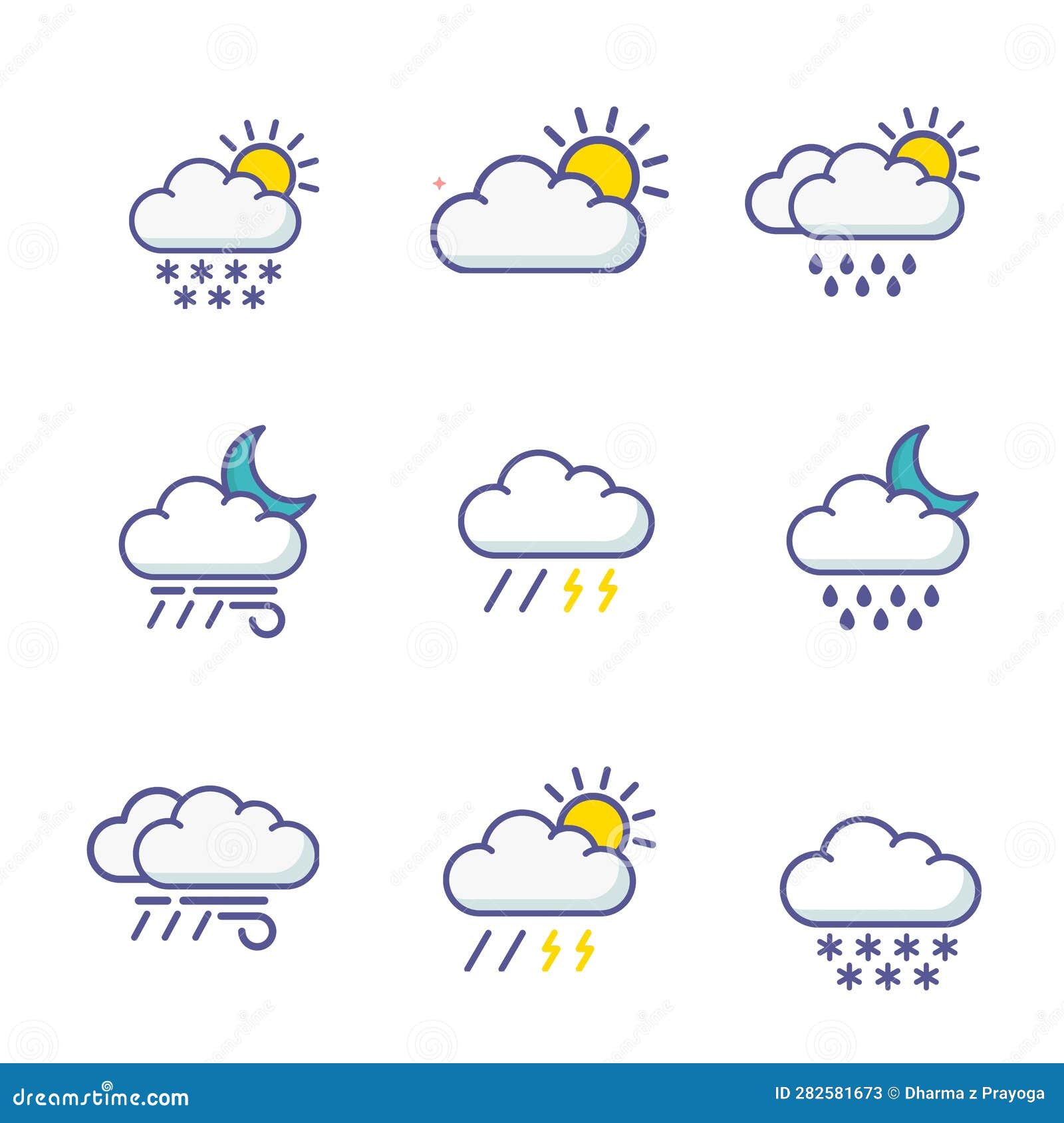 Icon Set Changes in the Weather Stock Illustration - Illustration of ...