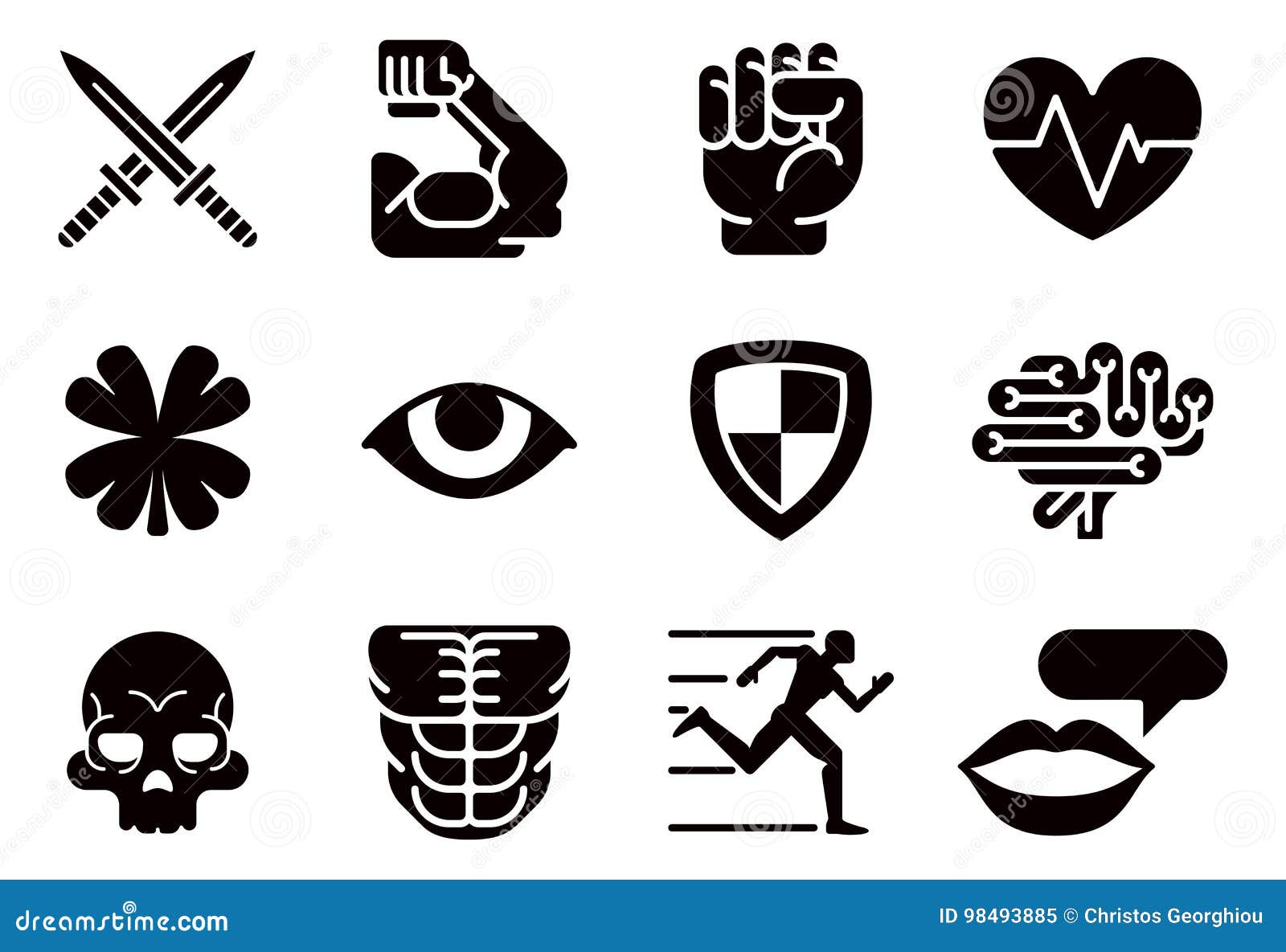 Icon Set Character Game Attributes Stock Vector - Illustration of ...