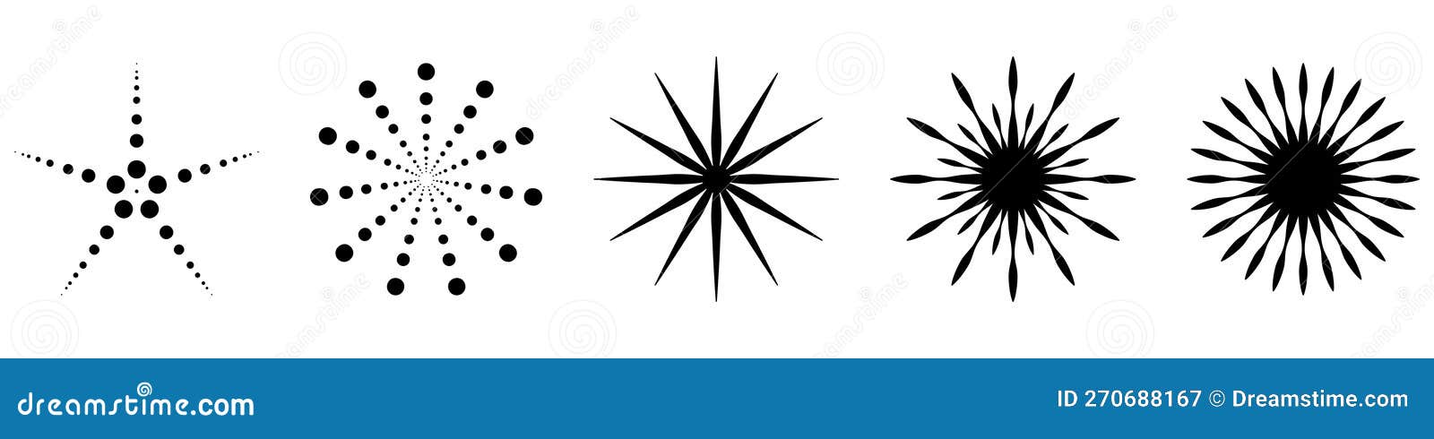 Icon Set of Circle Star Burst Ray Design Element Stock Vector ...