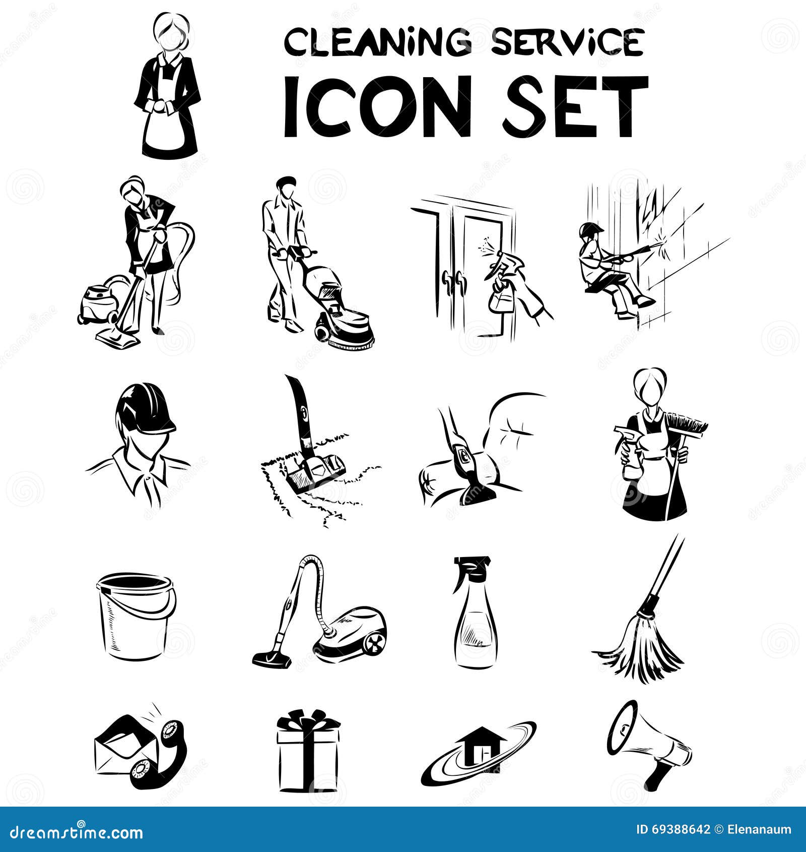 Icon Set for Cleaning Service Stock Vector - Illustration of dust ...