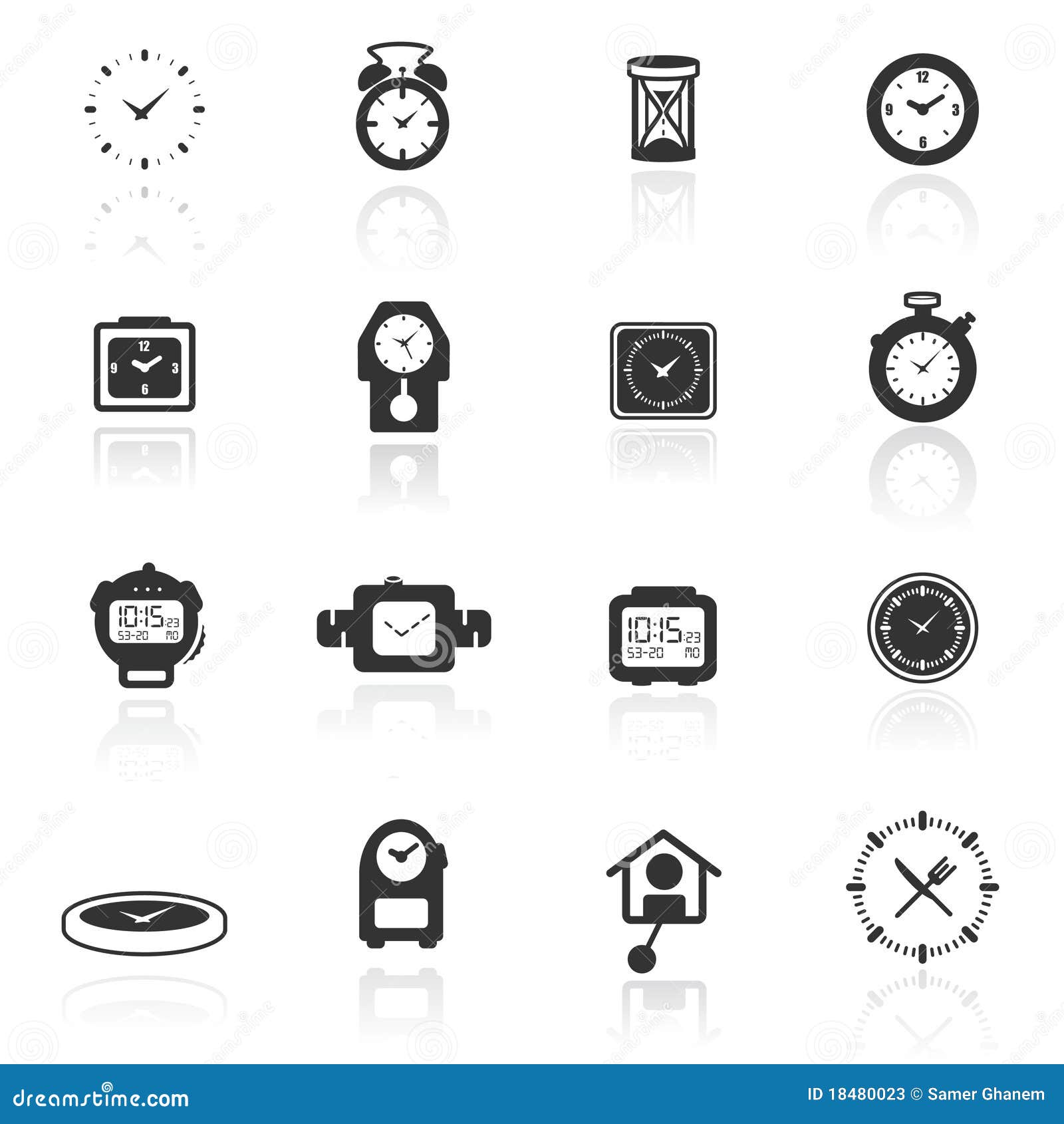 Icon set clocks stock vector. Illustration of icons, watch - 18480023