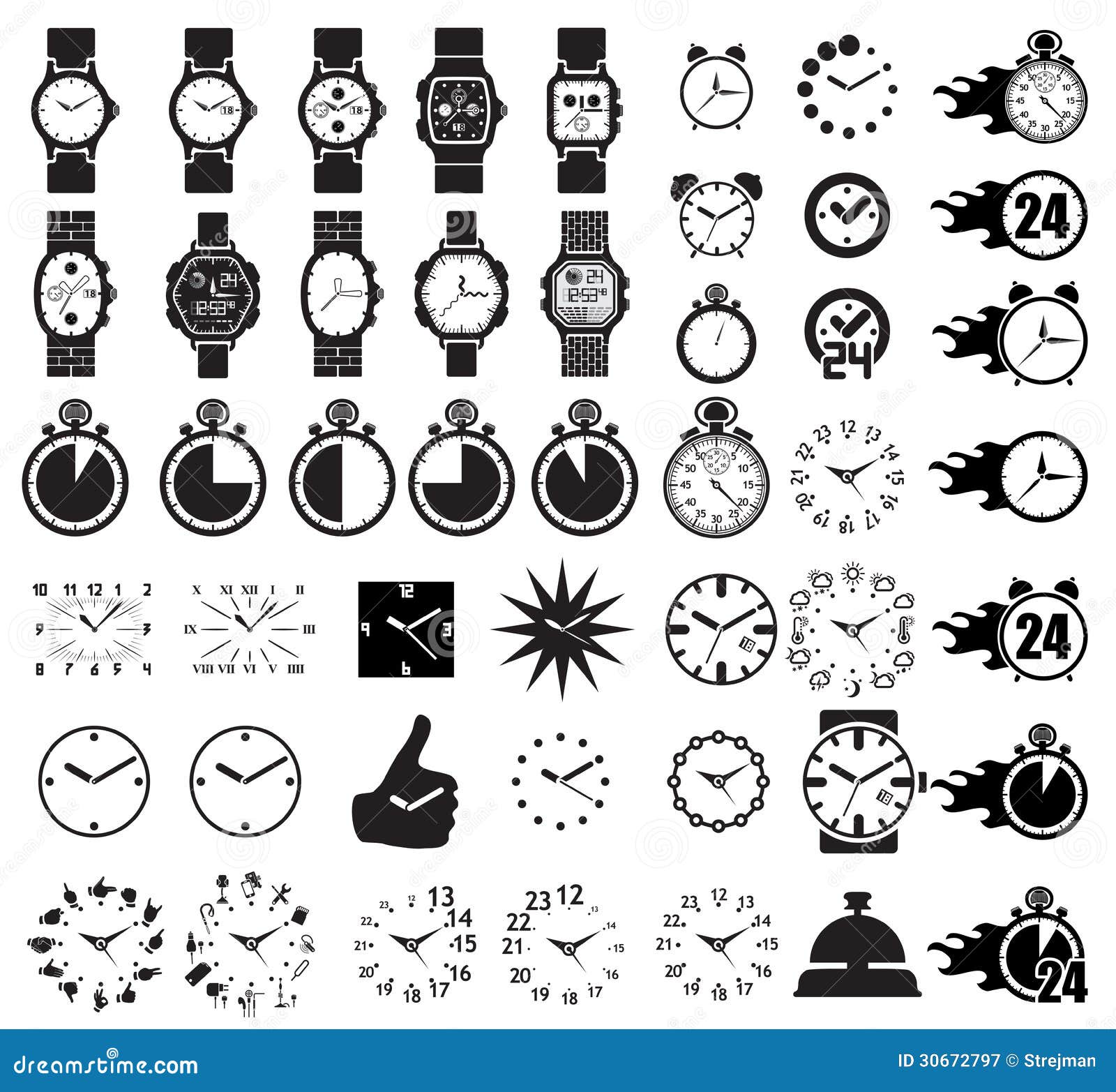 Icon set clocks stock vector. Illustration of collection - 30672797