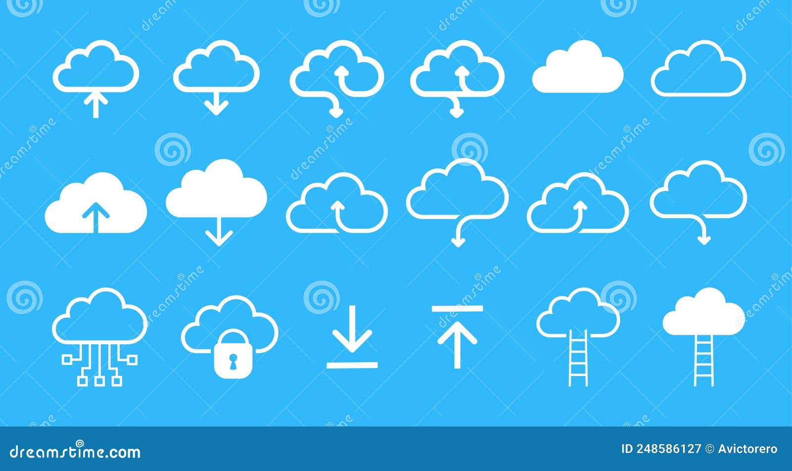 Con Set of Cloud Computing. Cloud Technology and Hosting Network Icons for Web and Mobile Stock ...