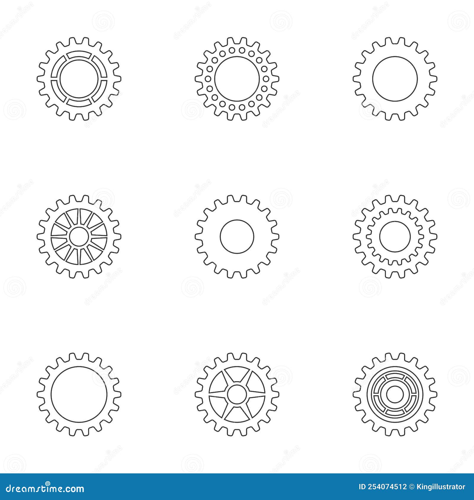 Icon Set of Cogs and Wheels Mechanisms Stock Vector - Illustration of ...