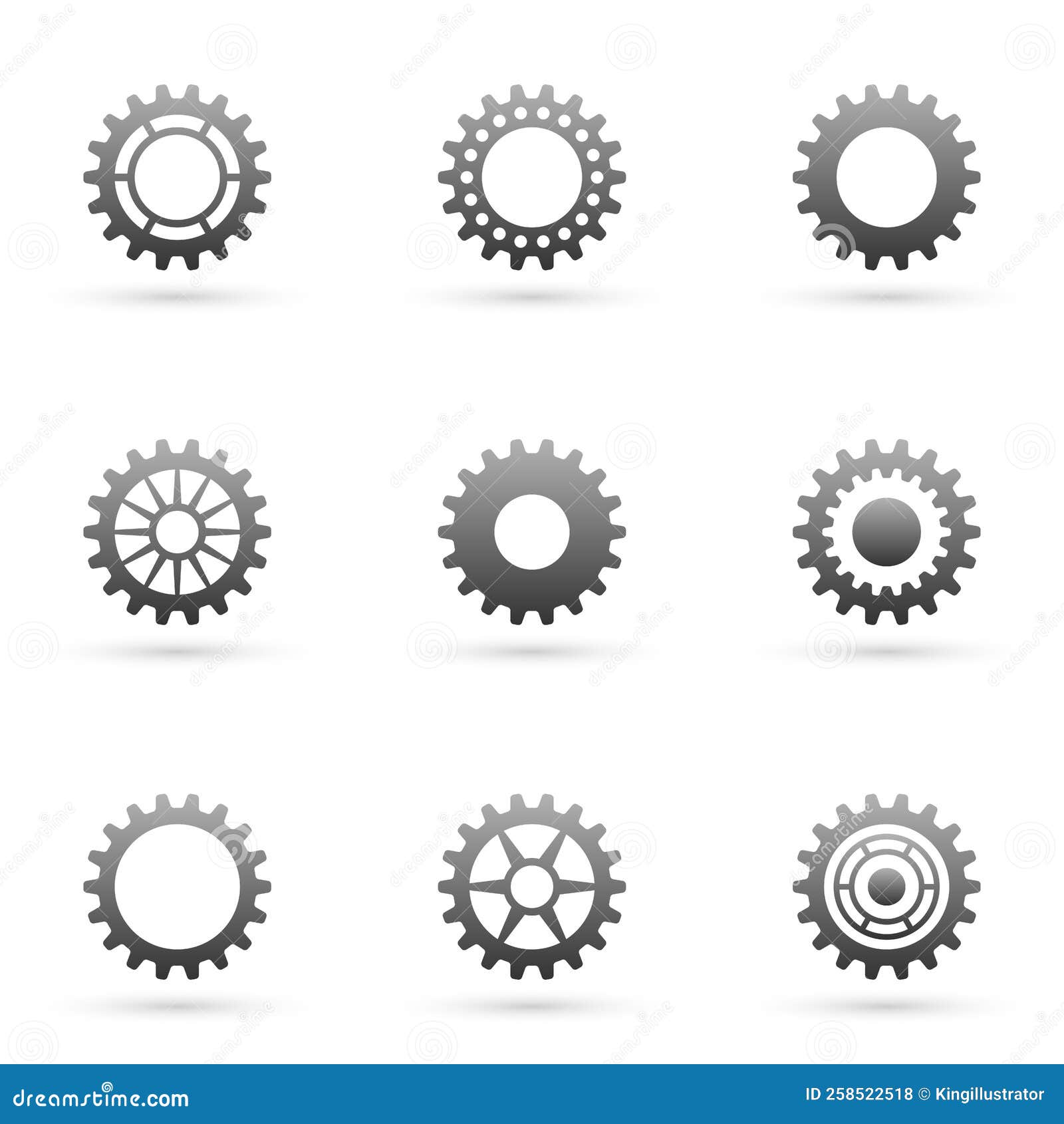 Icon Set of Cogs and Wheels Mechanisms Stock Vector - Illustration of ...