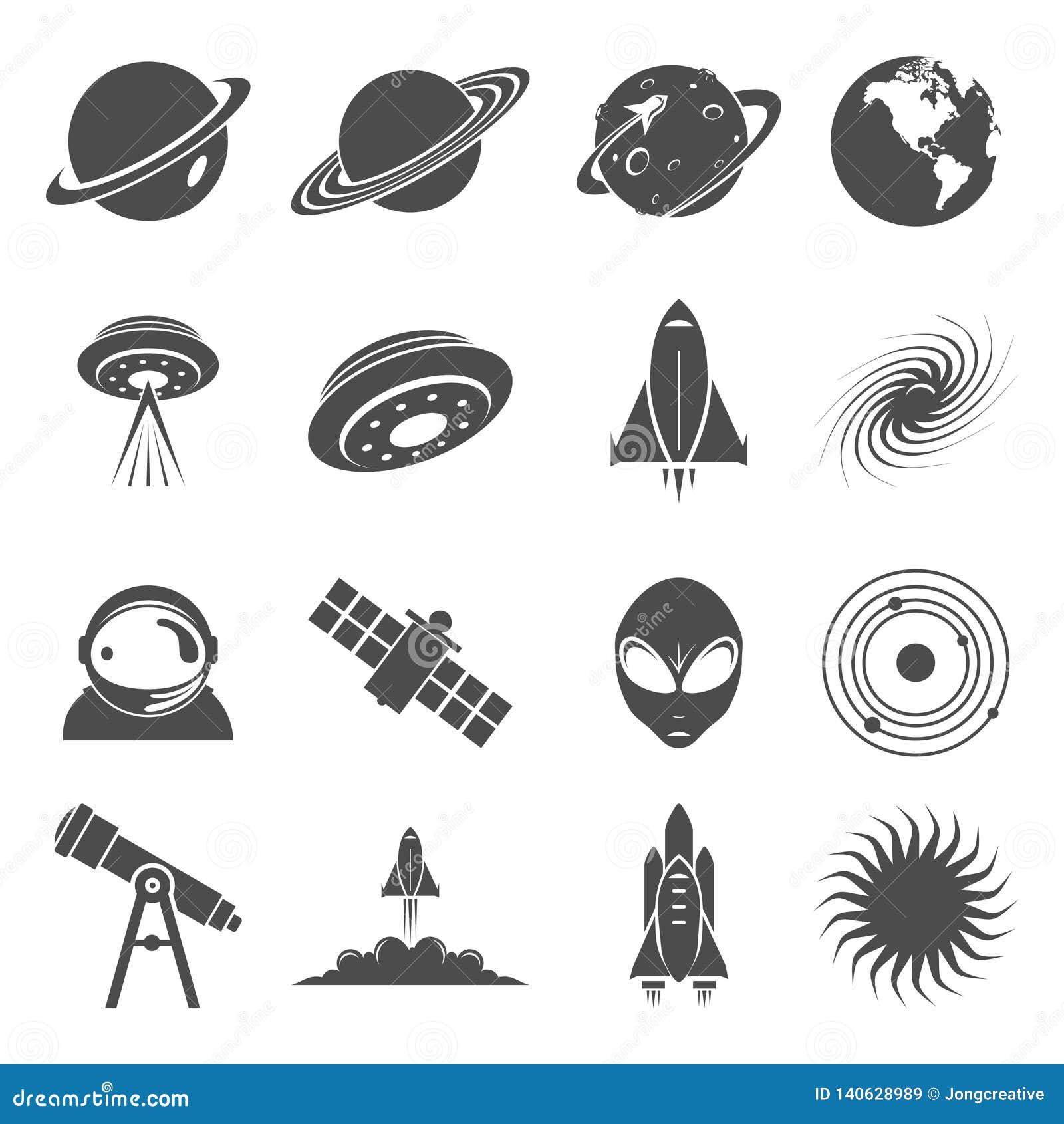 Icon Set Collection of Planet and Outer Space Stock Vector ...