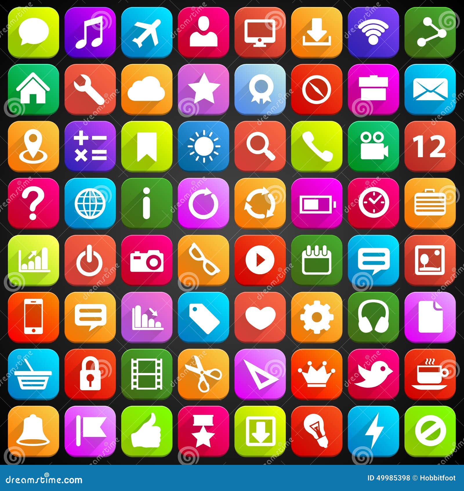 Icon set color stock vector. Illustration of idea, label - 49985398